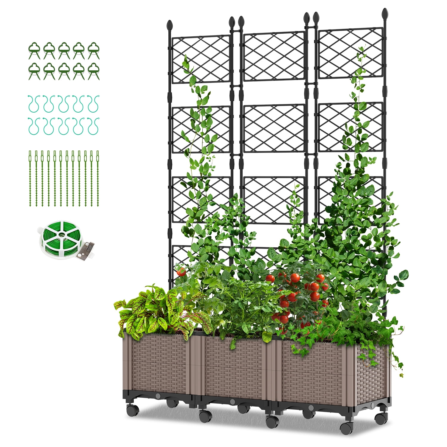 MOPHOTO 17"X50"x63" Raised Garden Bed Planter Box with Wheels, Planter ...