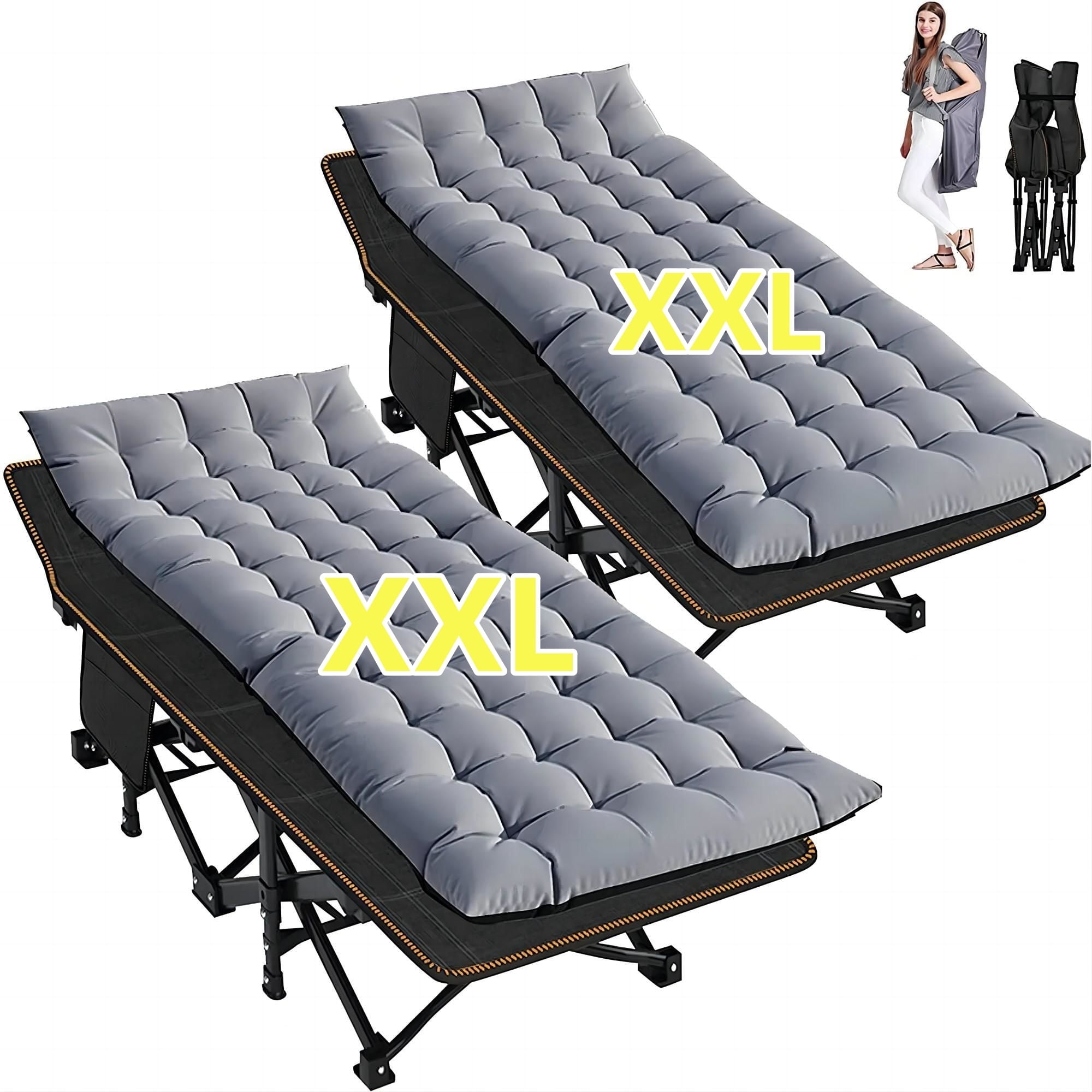 MOPHOTO 2 Pack Oversized 78"*32" Portable Folding Bed for Adults, Heavy ...