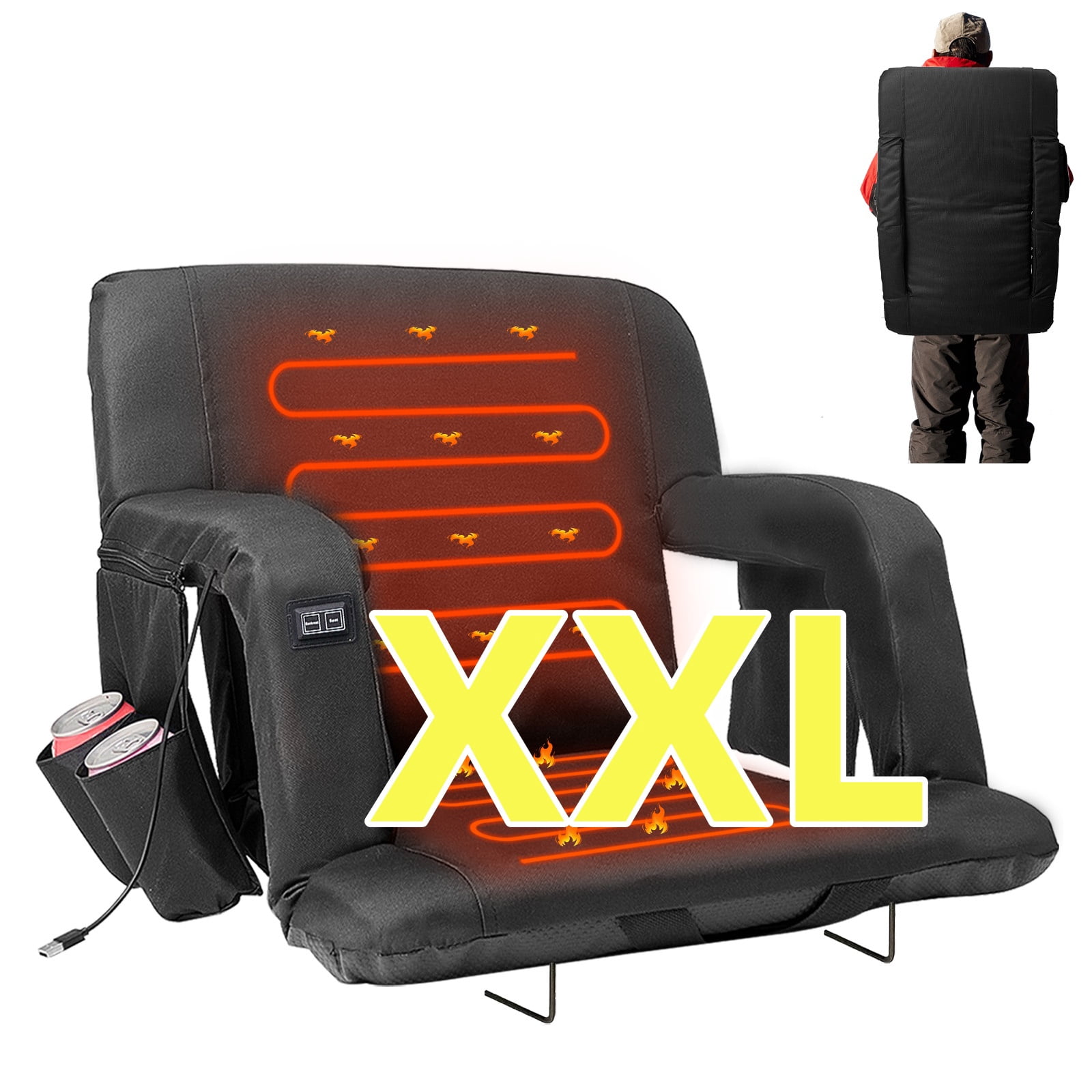 MOPHOTO 2 Pack Extra Wide Reclining Stadium Chairs with Backpack ...
