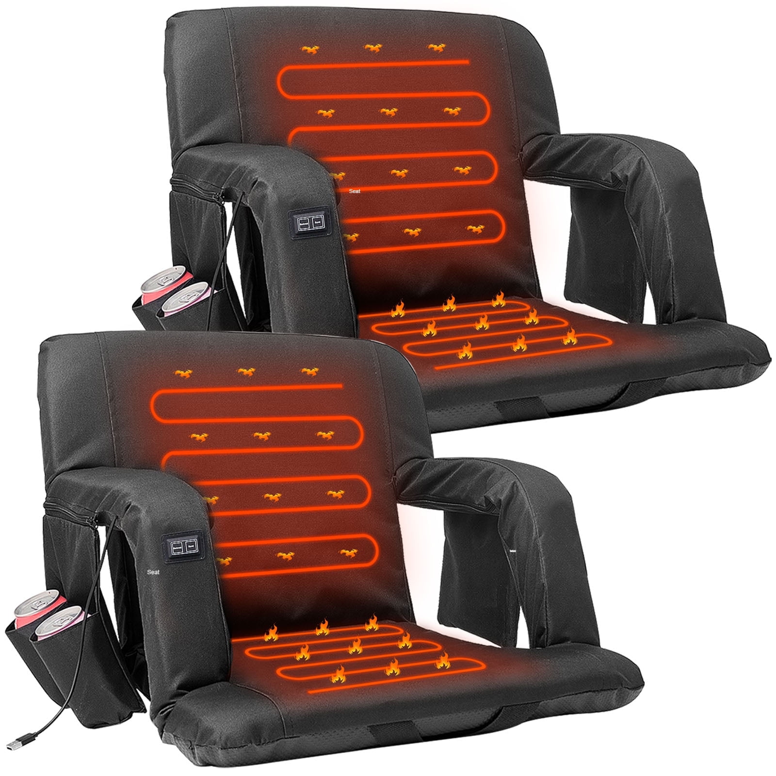 MOPHOTO 2 Pack Stadium Chairs with Wide Armrest, Portable, Waterproof ...