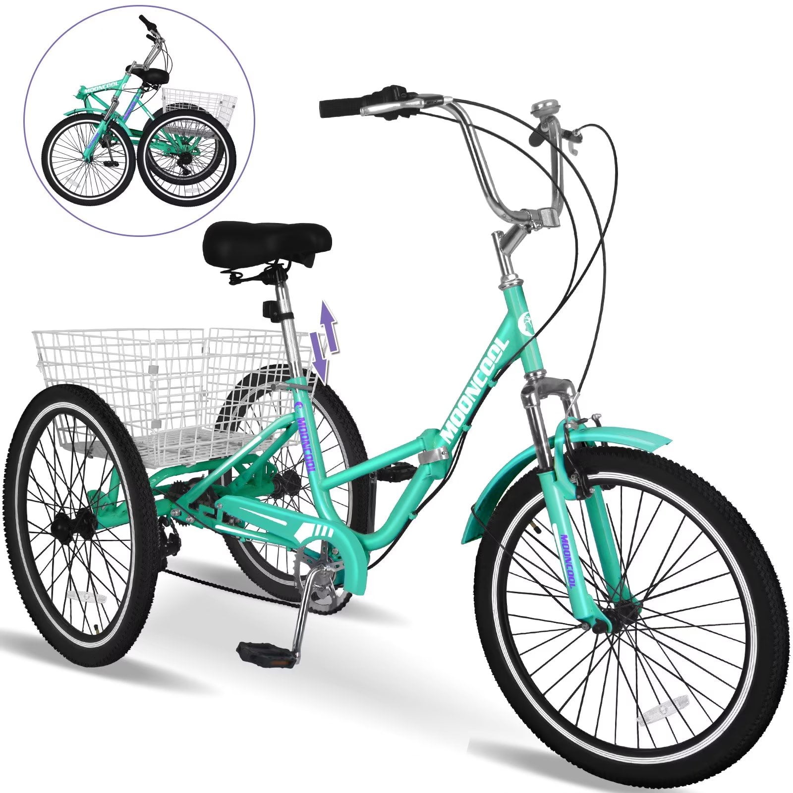 MOPHOTO 20"/24"/26" Inch Adult Folding Tricycle,Fold up Adult Tricycle ...