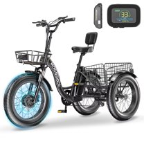 Mooncool 20'' Folding 3 Wheel Electric Tricycle for Adults with Front & Rear Rack Bags, Foldable ...