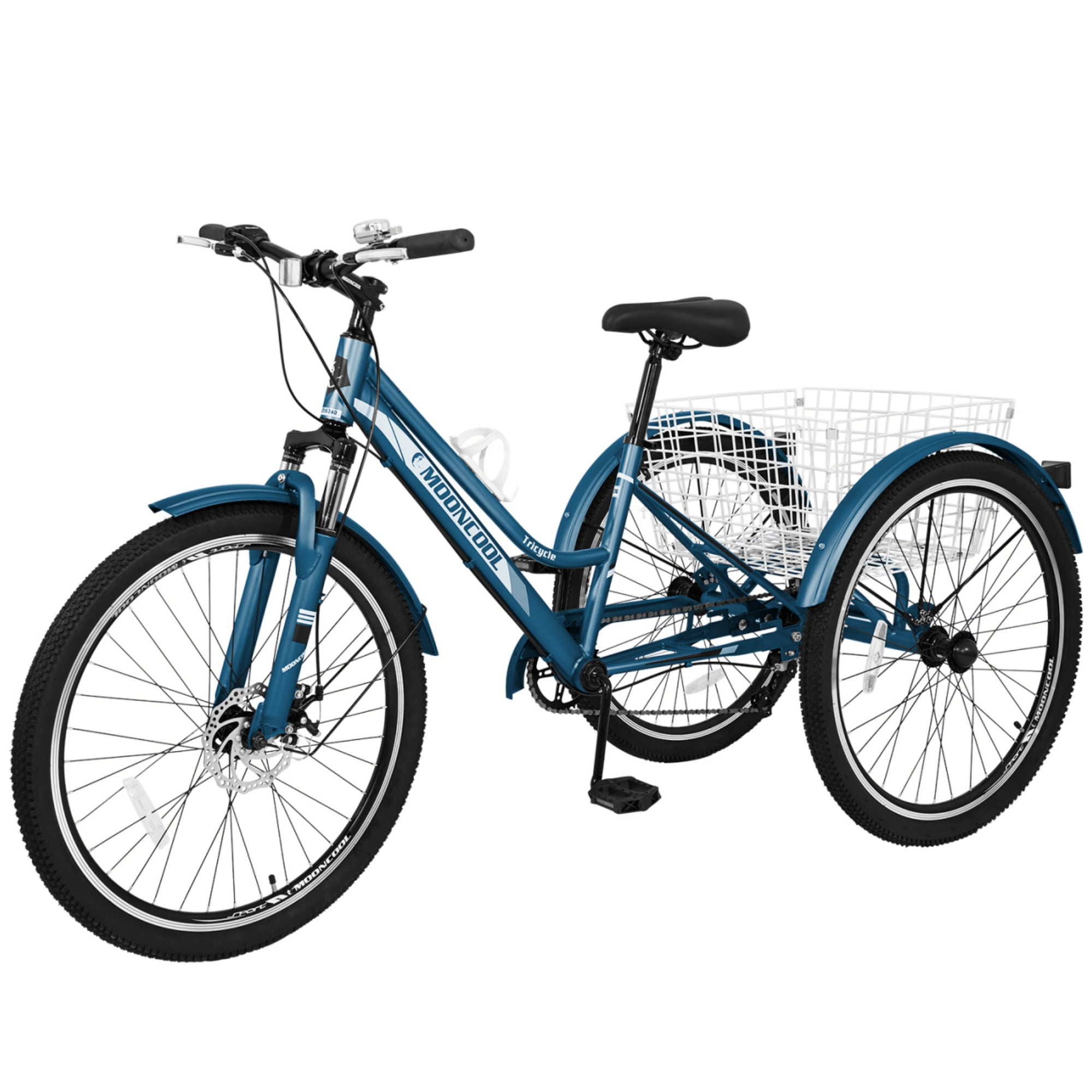 MOPHOTO 24" Adult Mountain Tricycle, 7 Speed 3 Wheel Cruiser Bicycle ...