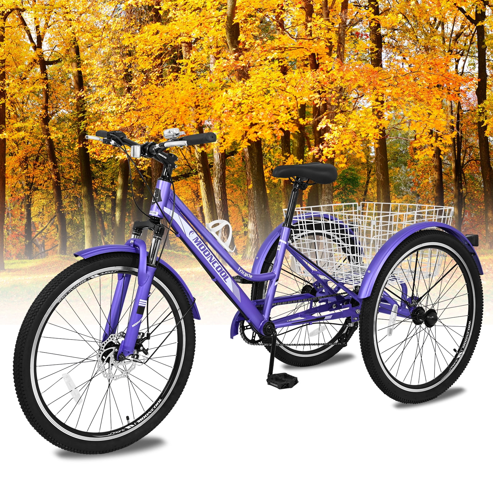 MOPHOTO 24" Mountain Tricycle for Women, 7 Speed Adult Cruiser Trike ...