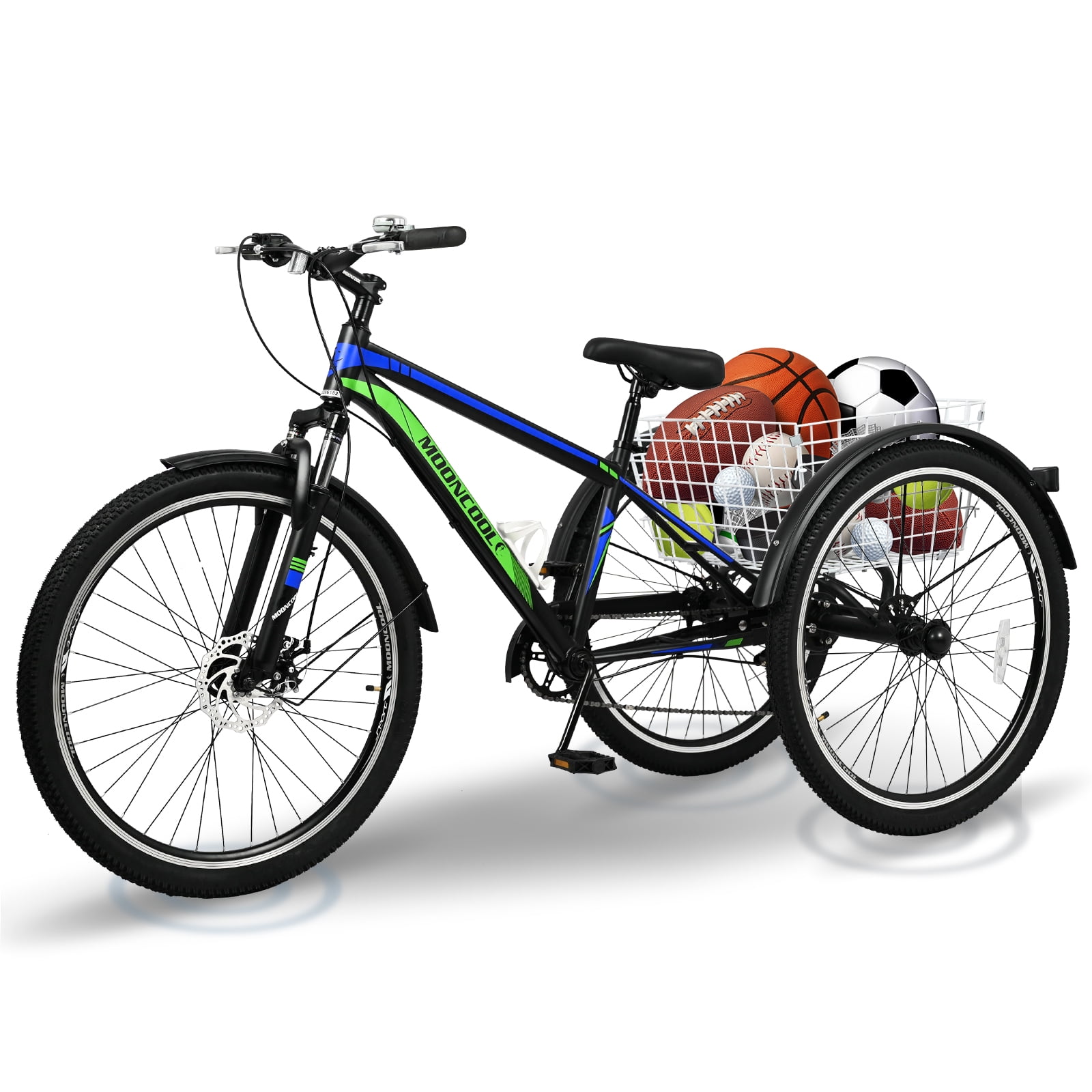 MOPHOTO 26" Adult Mountain Tricycle 7 Speed MTB, Cruiser Trike with ...