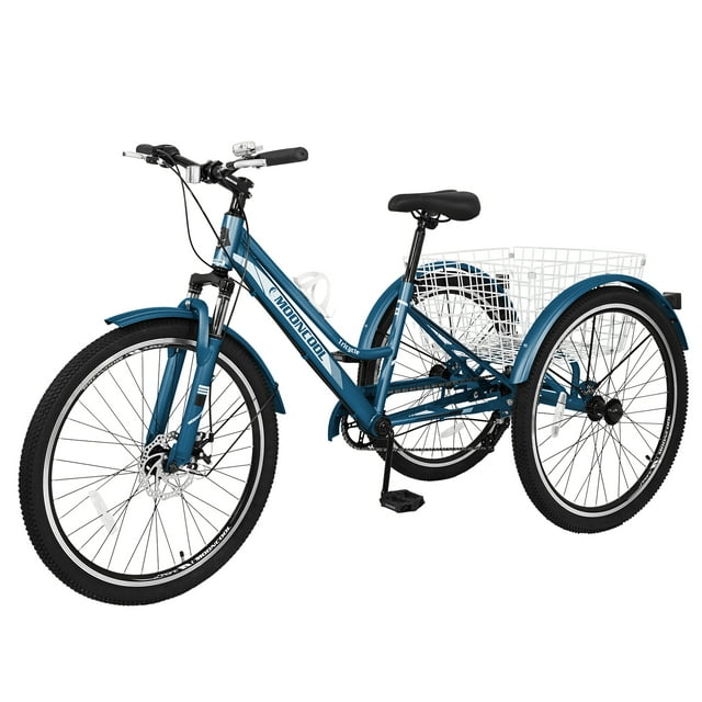 MOPHOTO 26" Three Wheeler Adult Mountain Tricycle, 7 Speed MTB, Cruiser ...
