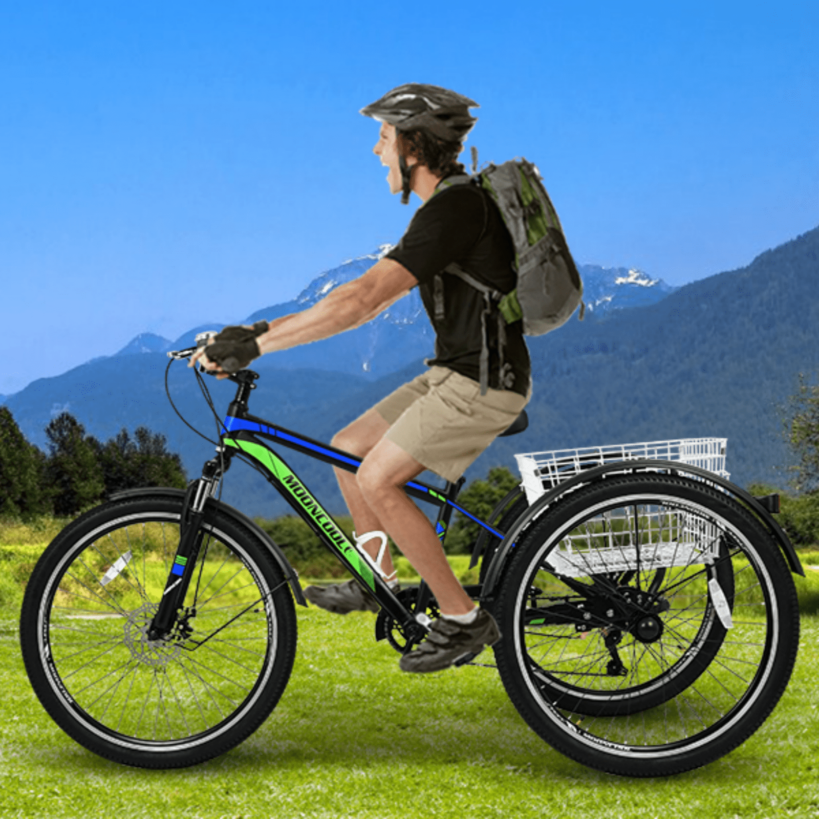 MOPHOTO 27.5" Mountain Tricycle, 7 Speed 3 Wheel Cruiser Bike, Adult ...