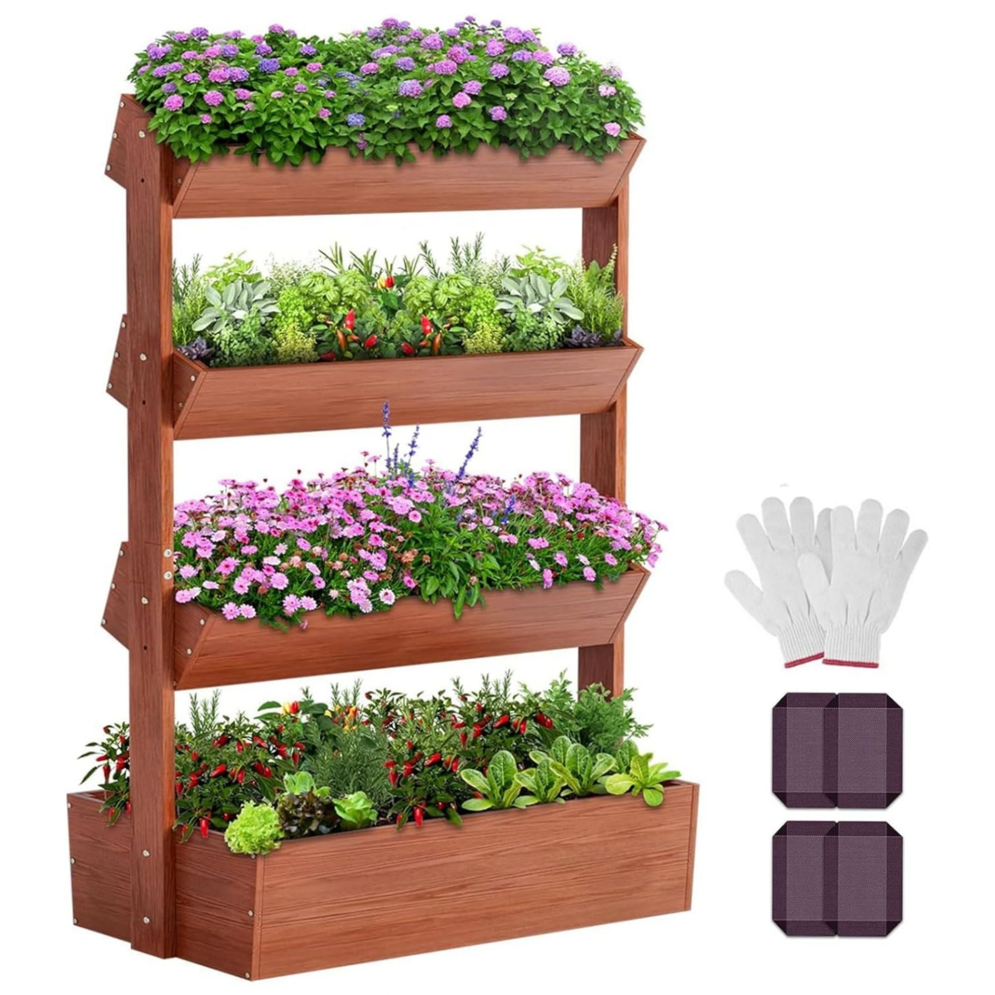 MOPHOTO 4-Tier Vertical Freestanding Wood Plant Stand Flower Rack ...