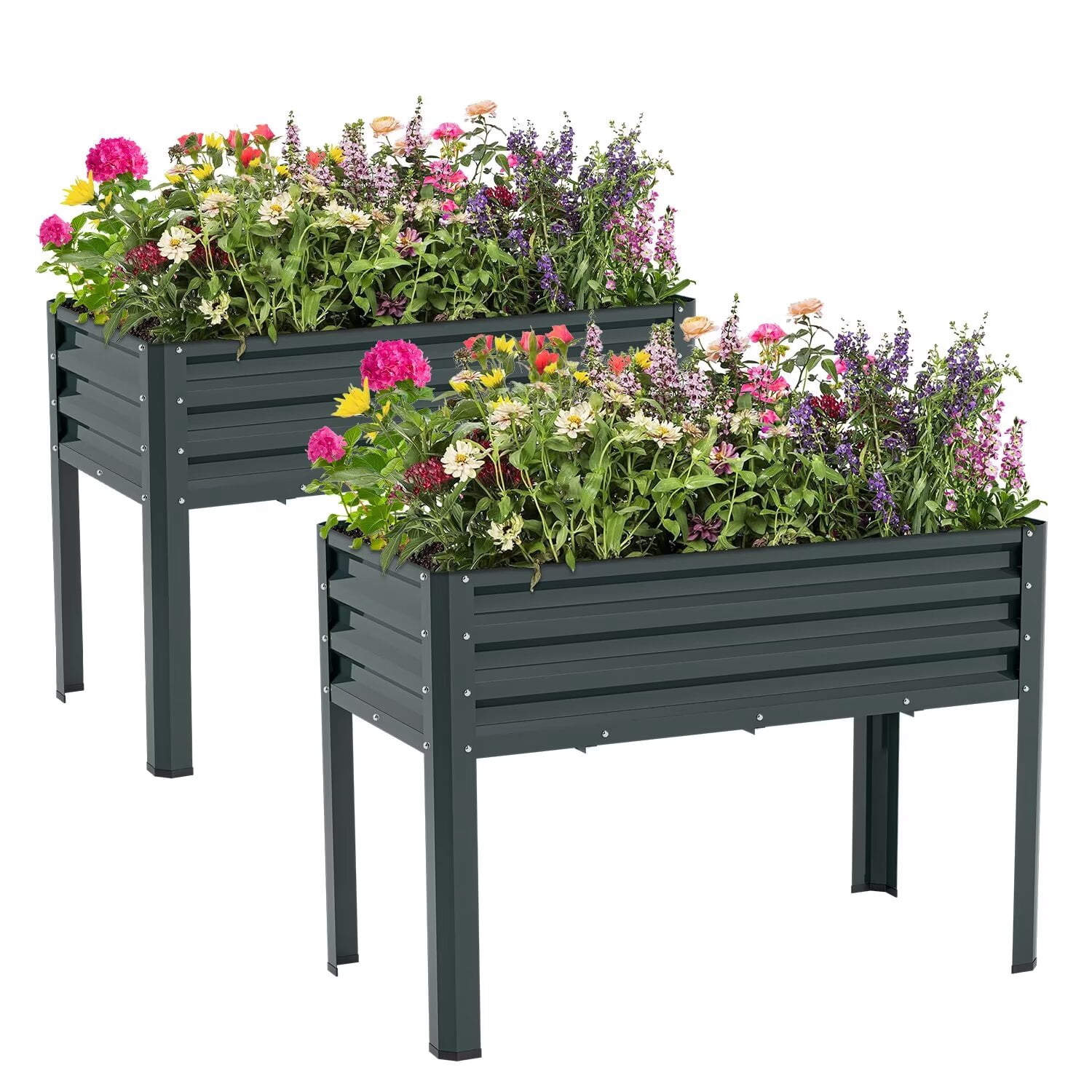 MOPHOTO 46×24×32in 2 Pack Raised Garden Bed with Legs, Metal Galvanized ...