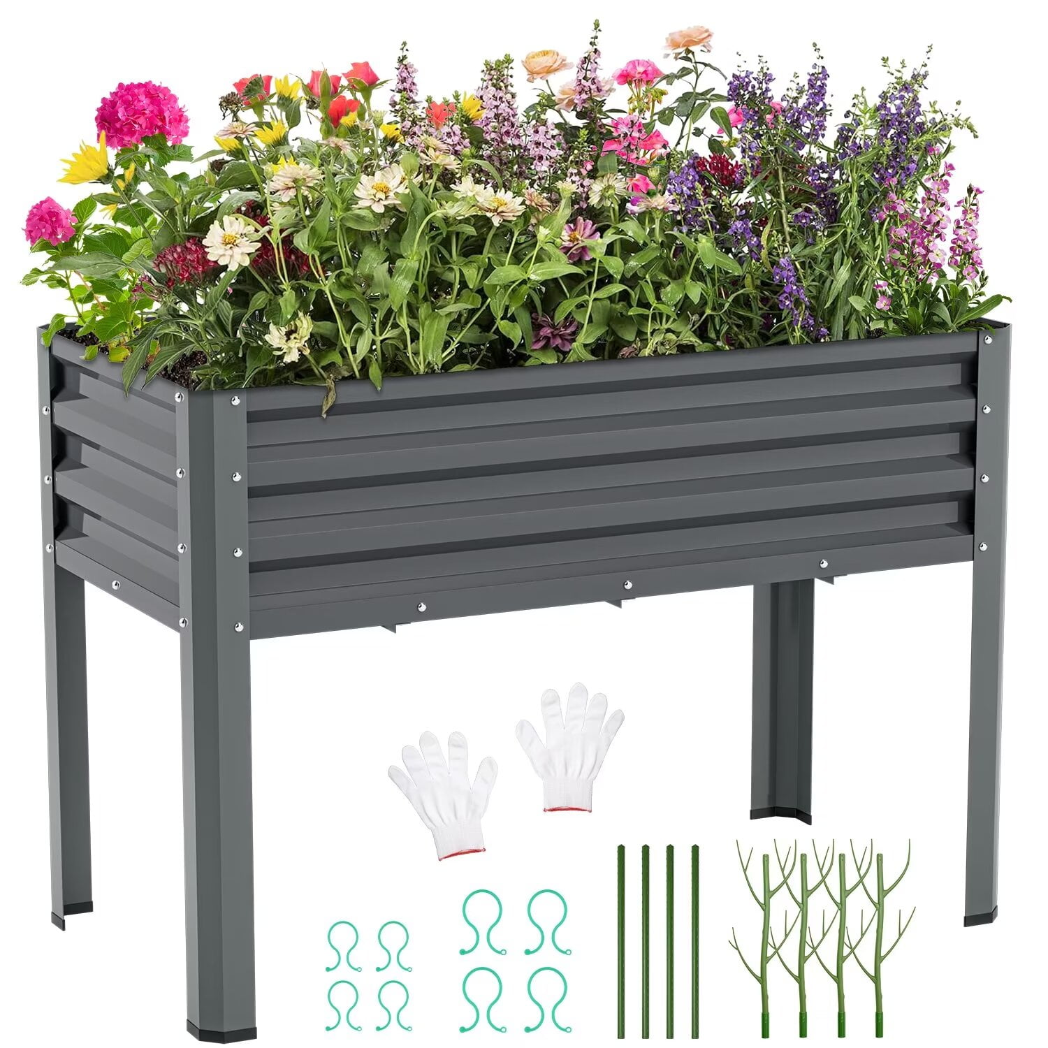 MOPHOTO 46×24×32in Raised Garden Bed with Legs, Metal Galvanized ...