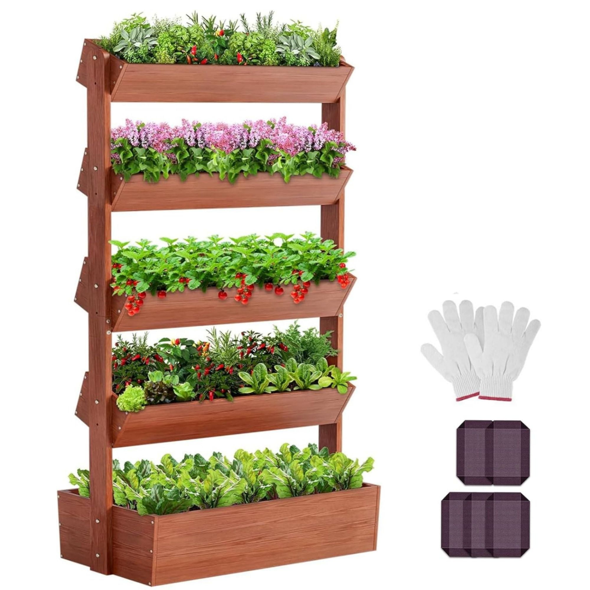 MOPHOTO 5-Tier Vertical Freestanding Wood Plant Stand Flower Rack ...