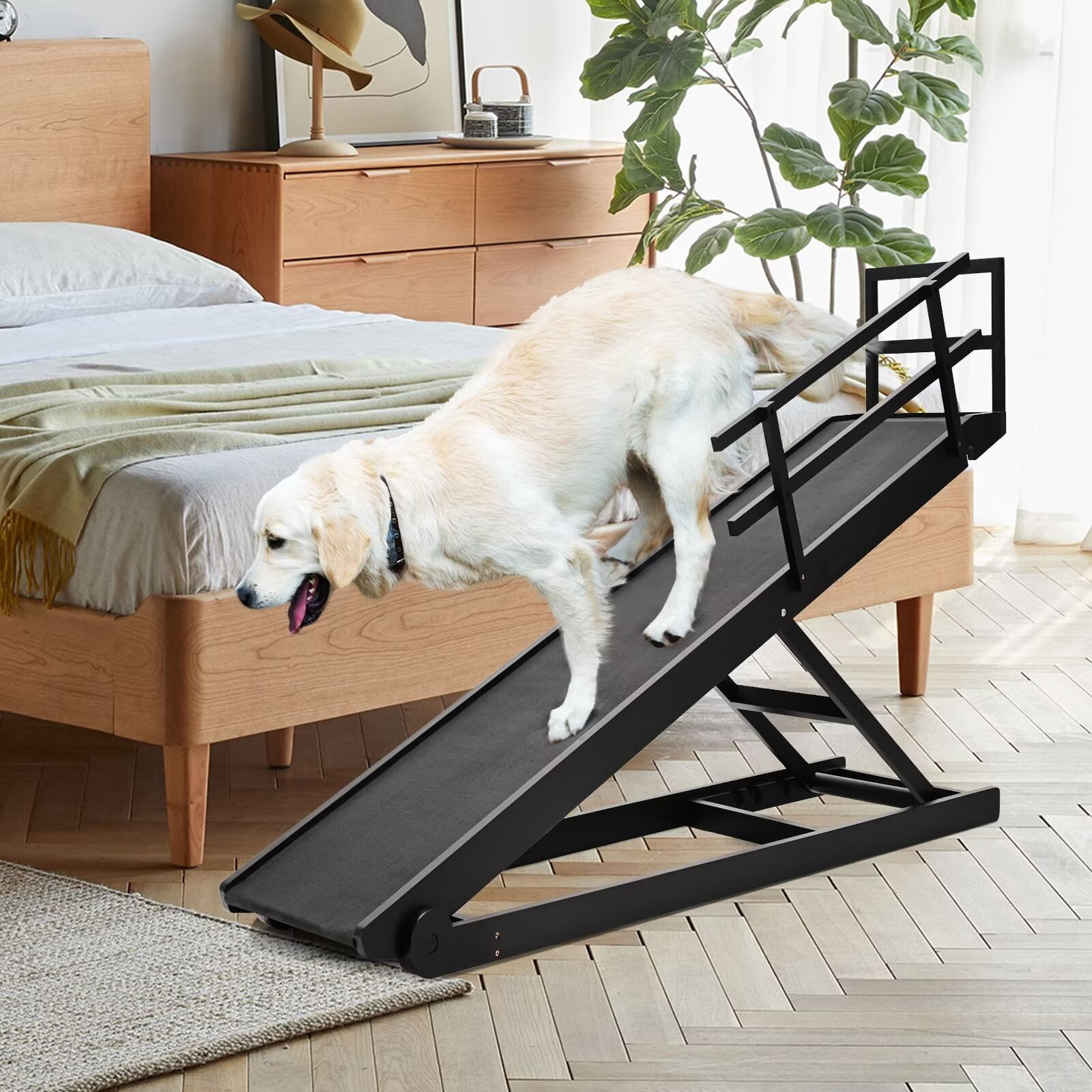 MOPHOTO 55"L x 18"W Wood Dog Ramp Perfect for Bed and Car, Adjustable ...