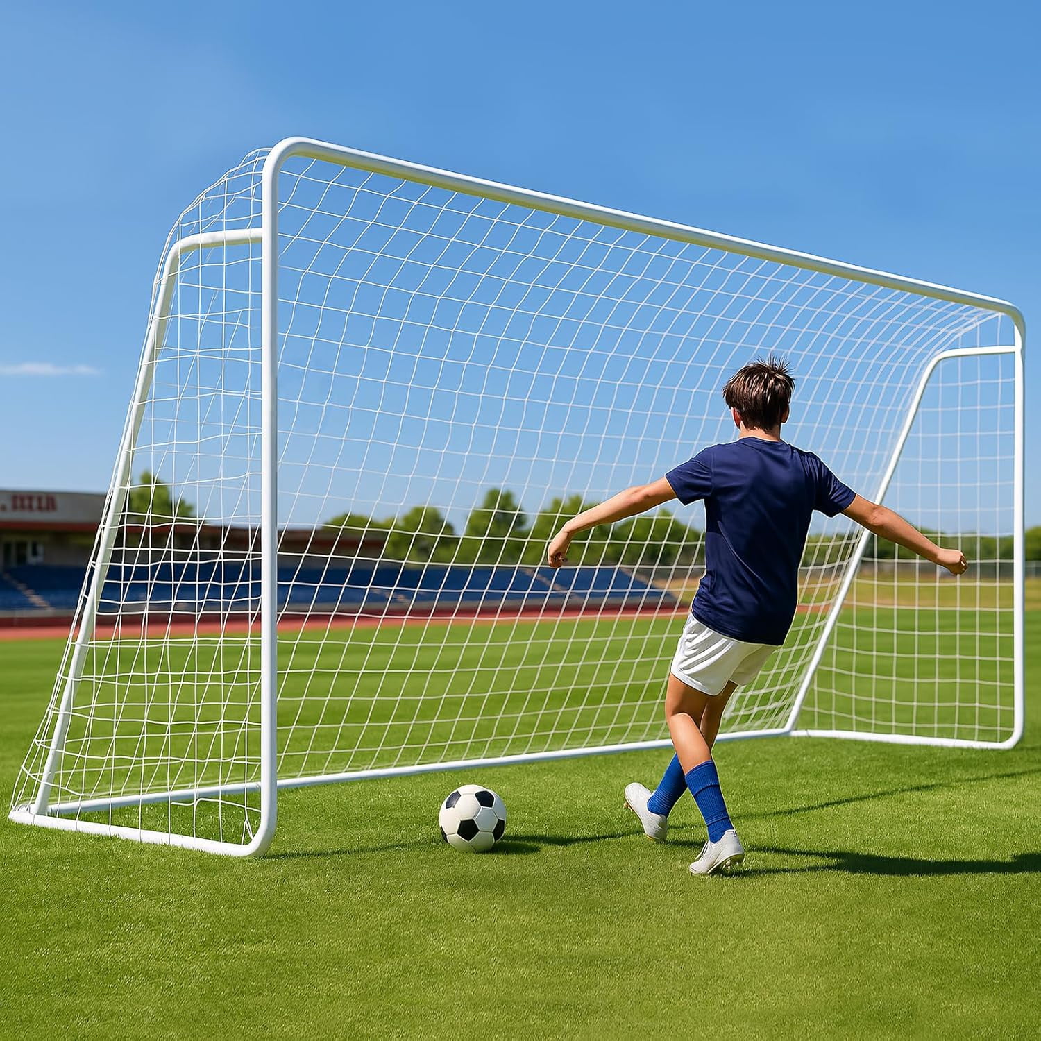MOPHOTO 6x4/8x6/10x6.5/12x6/16x7ft Soccer Goals for Backyard, Foldable ...