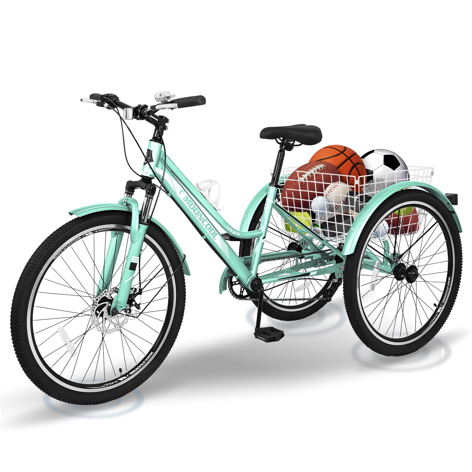 MOPHOTO 7 Speed 24"/26''/27.5'' Wheels Adult Mountain Tricycle, 3 Wheel ...