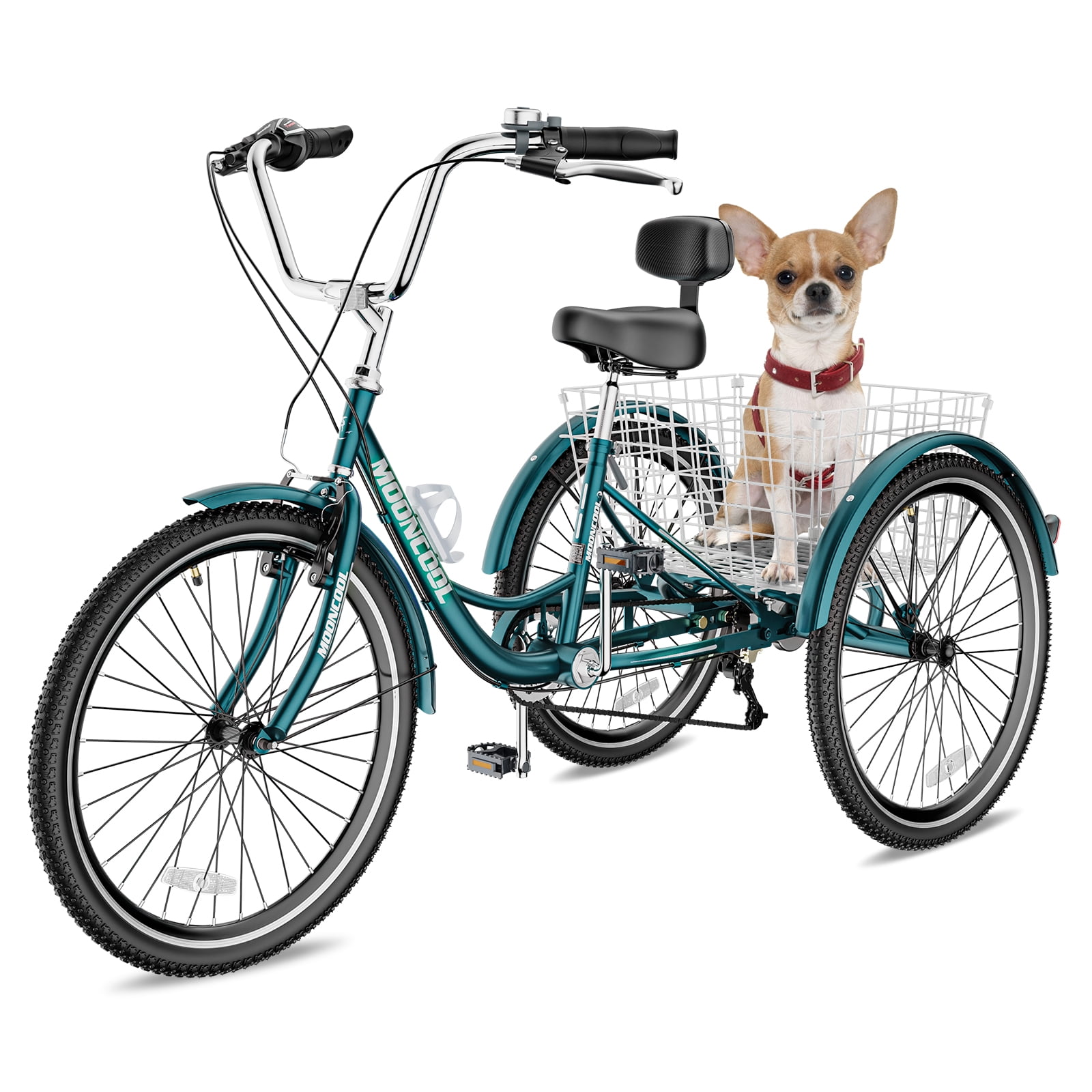 MOPHOTO Cruiser Tricycle for Adults with Backrest Saddle, 24" Wheels, 7 ...