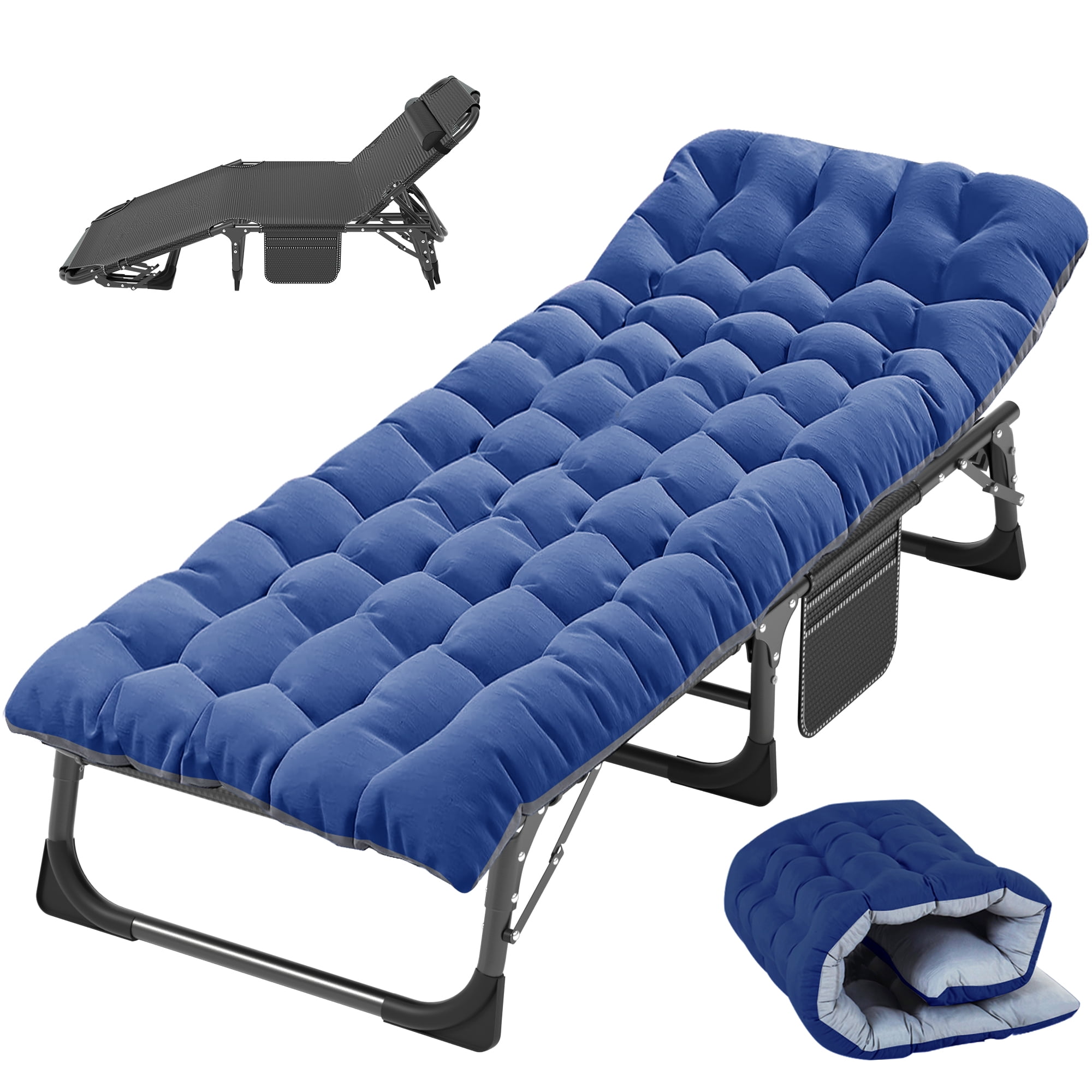 MOPHOTO 75" Adult Camping Cot Adjustable 4-Position Folding Cot ...