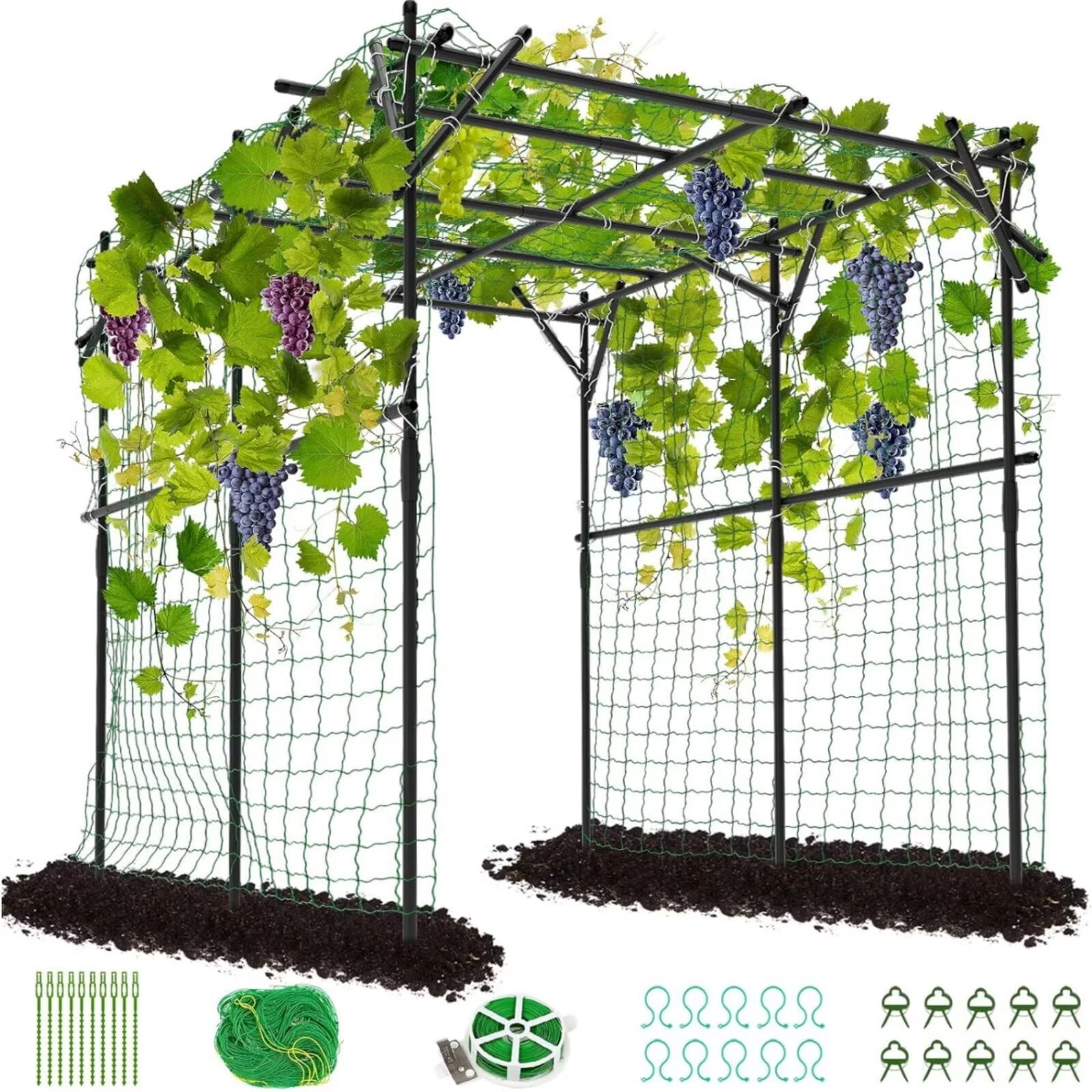 MOPHOTO 79in Large Tall Garden Arch Trellis for Climbing Plants, Metal ...
