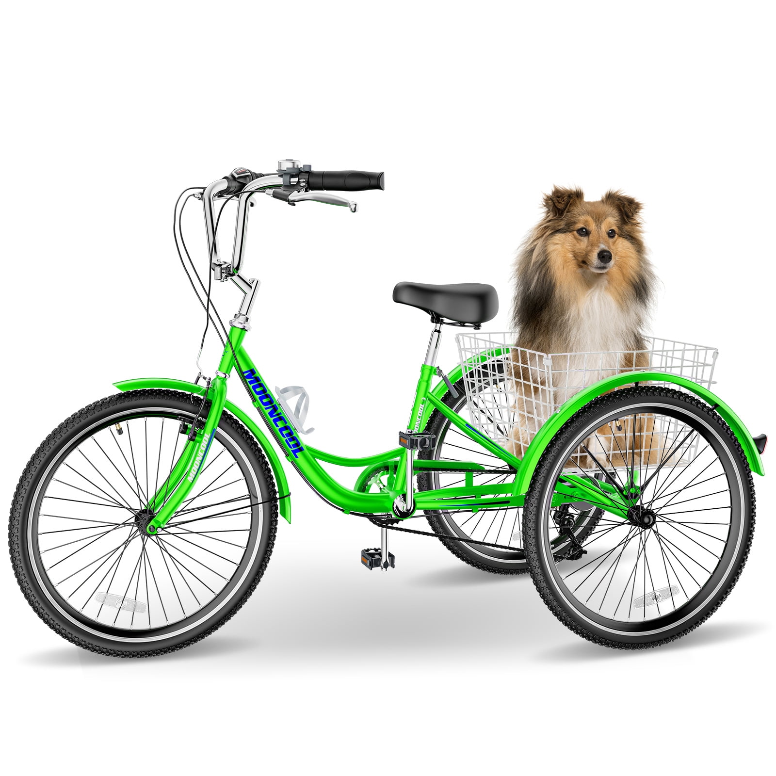 24"/26'' 7-Speed Adult Tricycles with Big Basket, Low-Step Frame, Safe ...