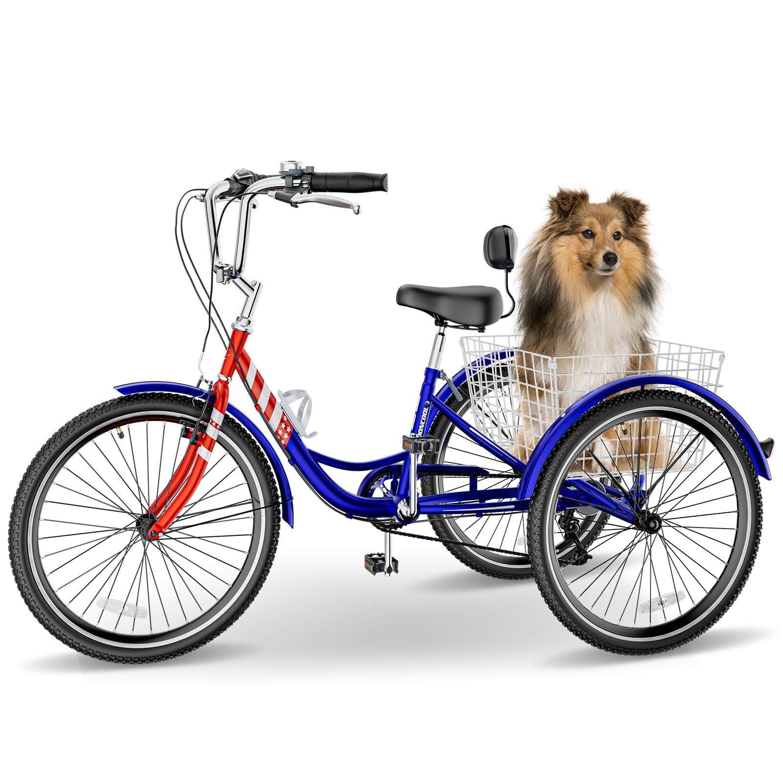 MOPHOTO Adult Tricycles 3 Wheel 7 Speed Trikes, 20 inch with Big Basket ...