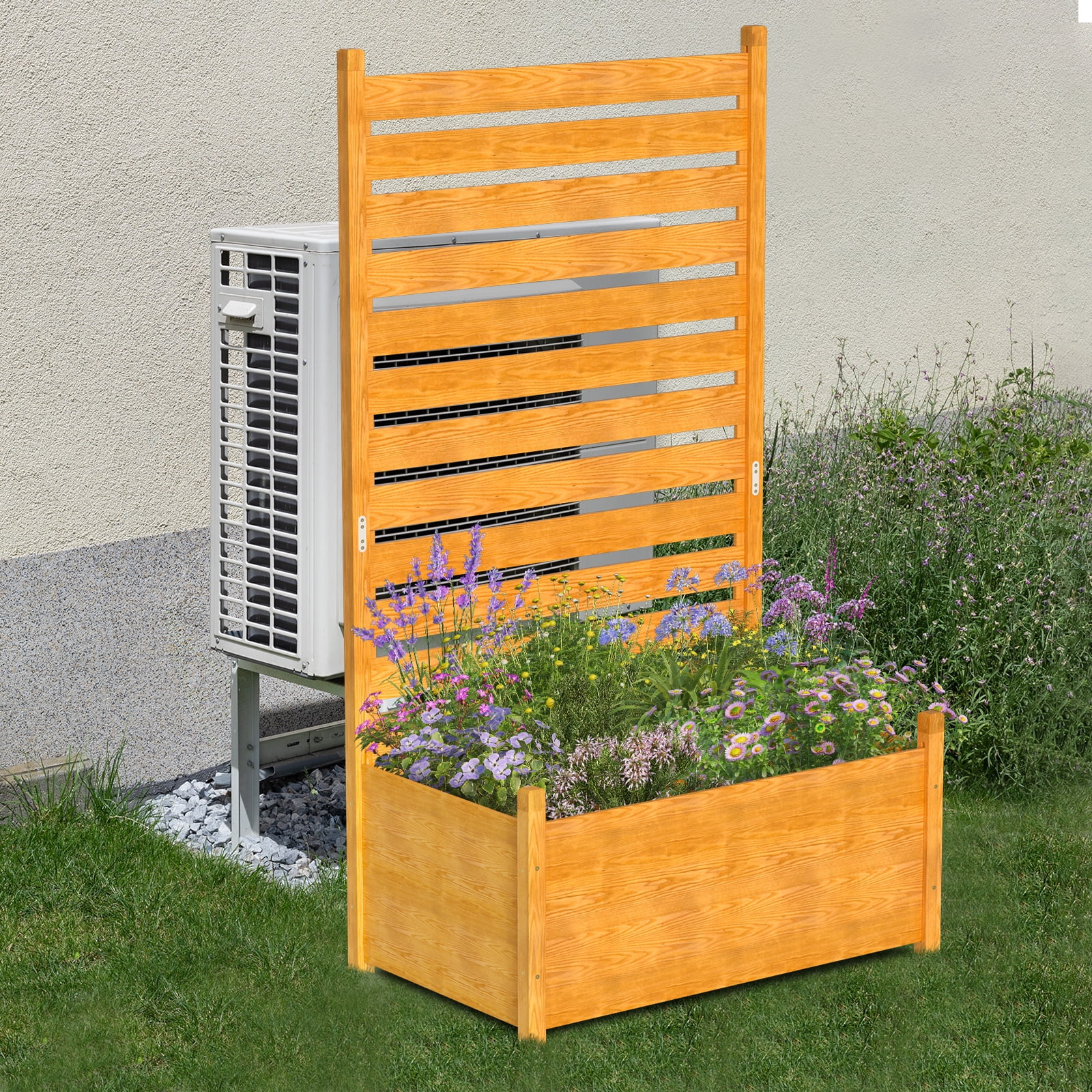 MOPHOTO Air Conditioner Fence with Planter Box, Freestanding Privacy ...