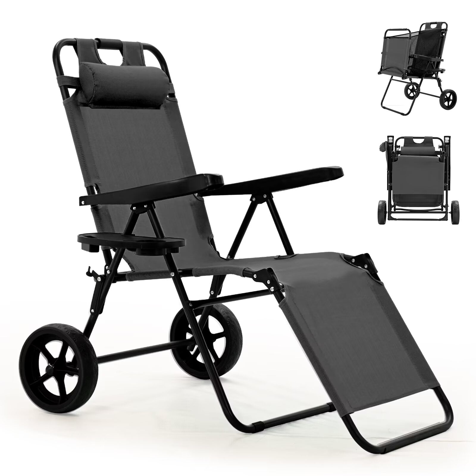 MOPHOTO Beach Chair Support 300bls, 2 in 1 Beach Cart Chair with Large ...