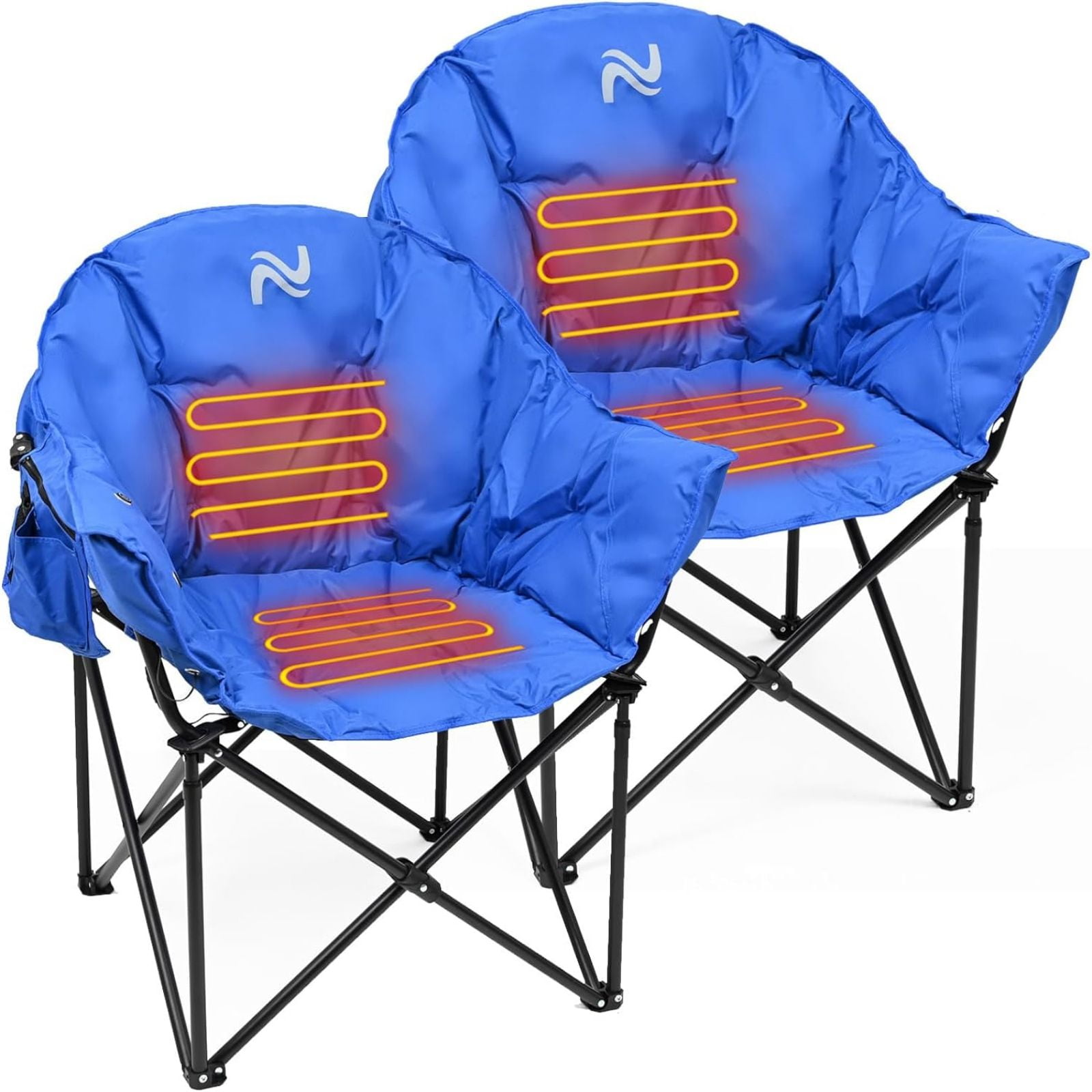 MOPHOTO Heated Camping Chair, Padded Camp Chair Round Moon Saucer ...