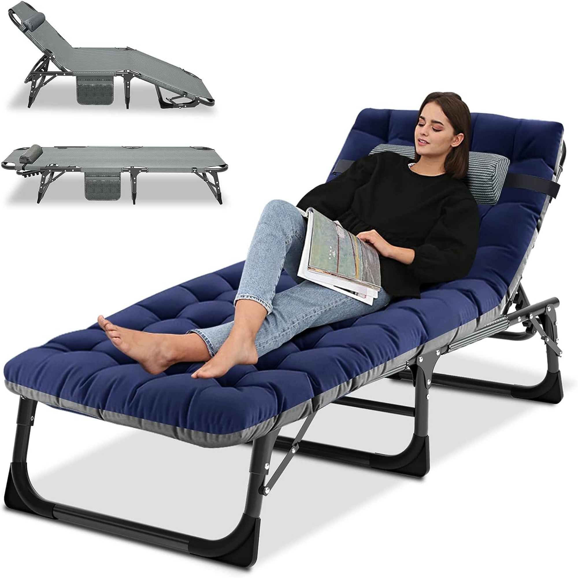 MOPHOTO Camping Cot With Mattress, Heavy Duty Sleeping Cot with Pillow ...