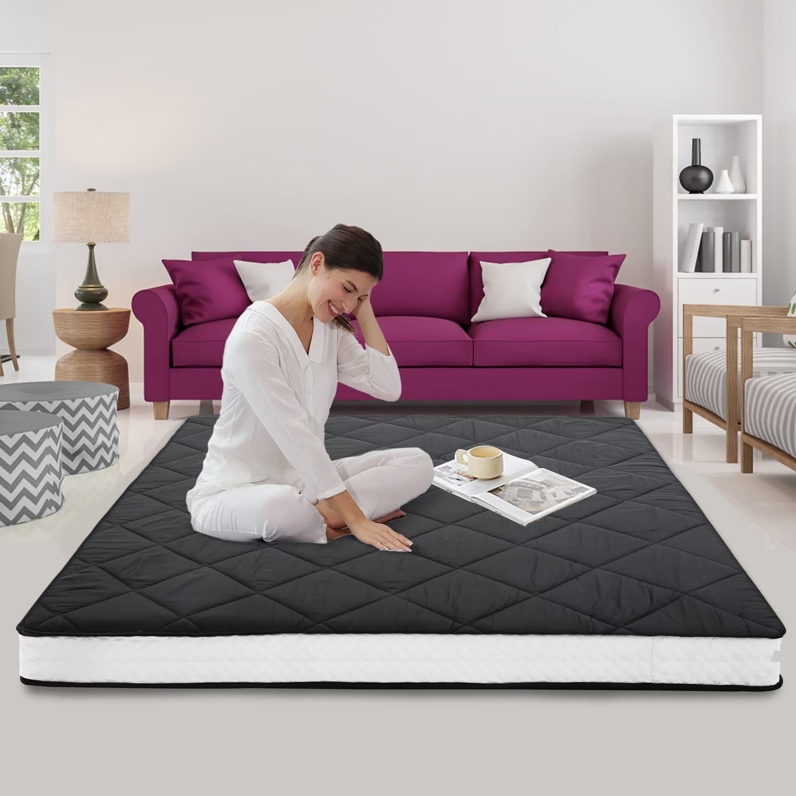 MOPHOTO Floor Mattress Futon Mattress Extra Thick Folding Sleeping Pad ...