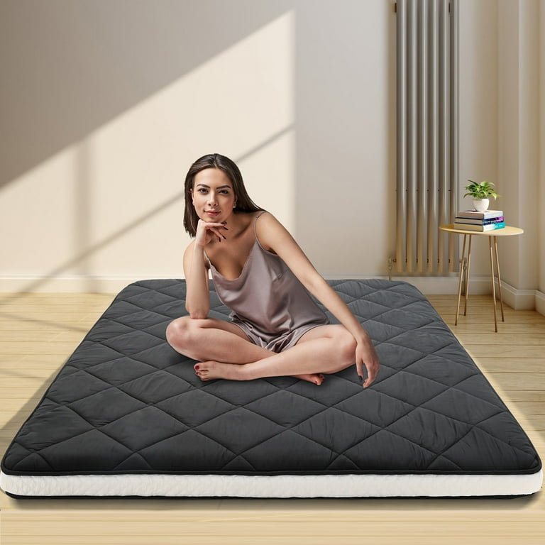 MOPHOTO Floor Mattress with Storage Bag Japanese Futon Mattress Extra Thick Folding Sleeping Pad Futon Mattress Portable Camping Mattress