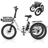 Mooncool 20'' Folding 3 Wheel Electric Tricycle for Adults with Front & Rear Rack Bags, Foldable ...