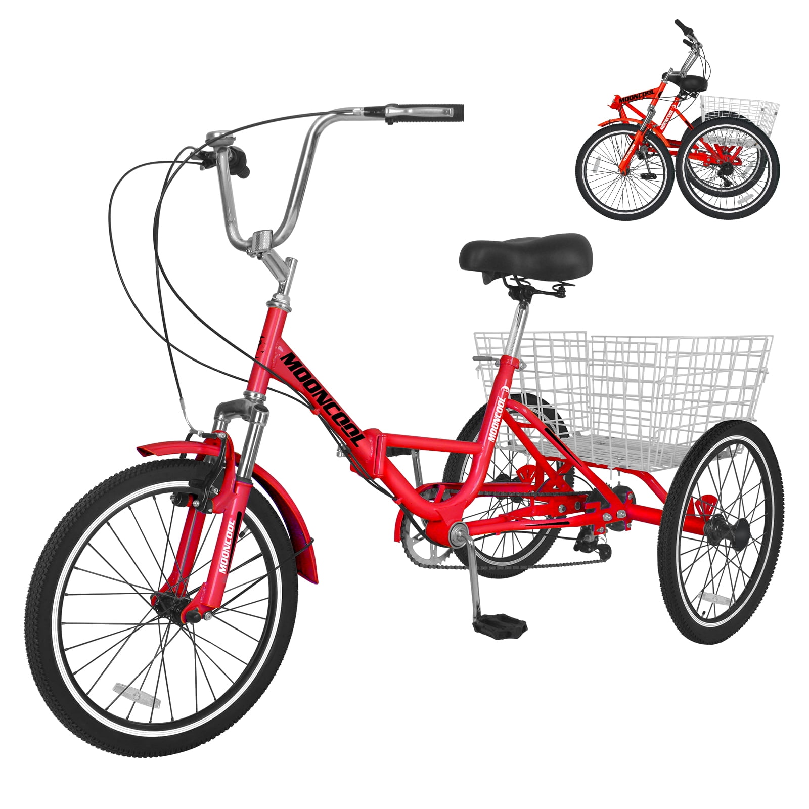 MOPHOTO Folding Adult Tricycles for Women,26" 7 Speed Folding Tricycle ...