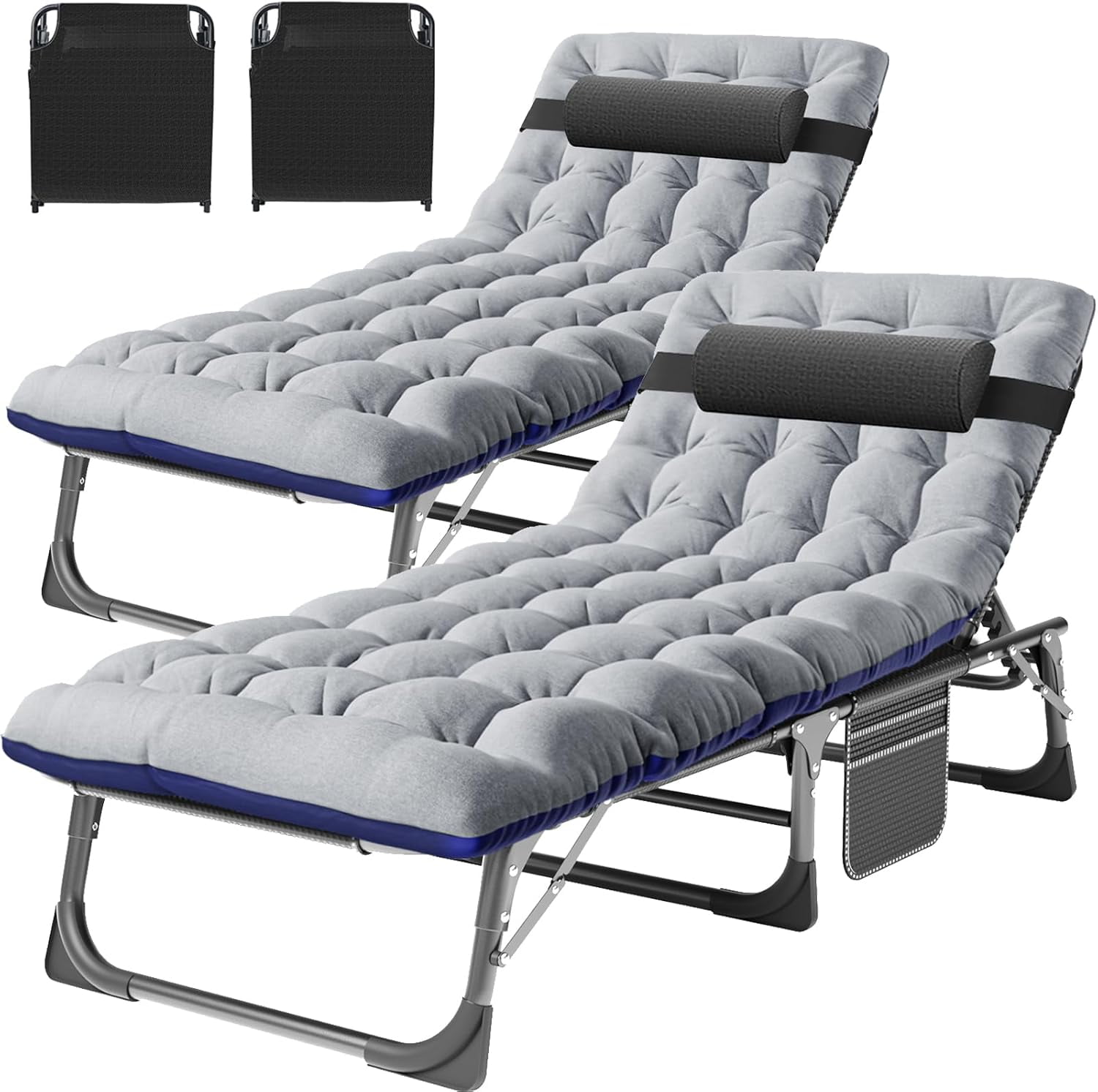 MOPHOTO Folding Chaise Lounge Chair 5-Position, Folding Cot, Heavy Duty ...