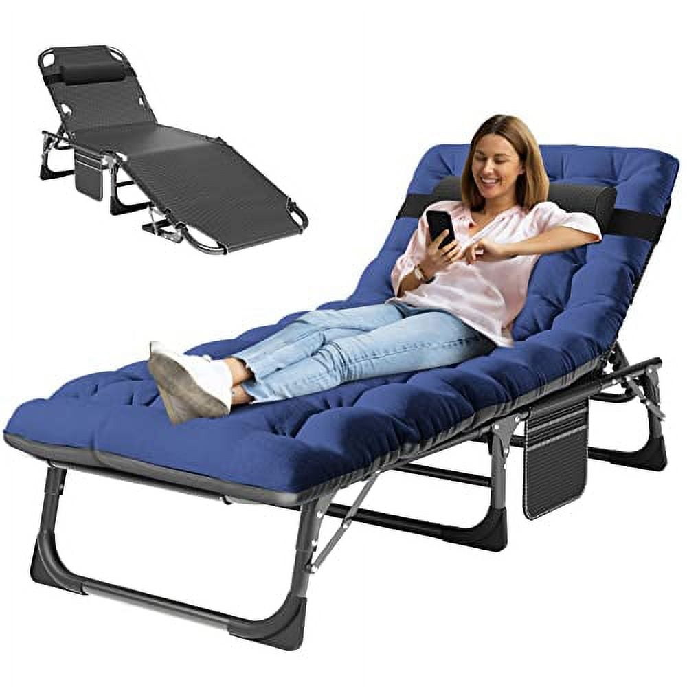 MOPHOTO Folding Chaise Lounge Chair 5-Position, Folding Cot, Heavy Duty ...