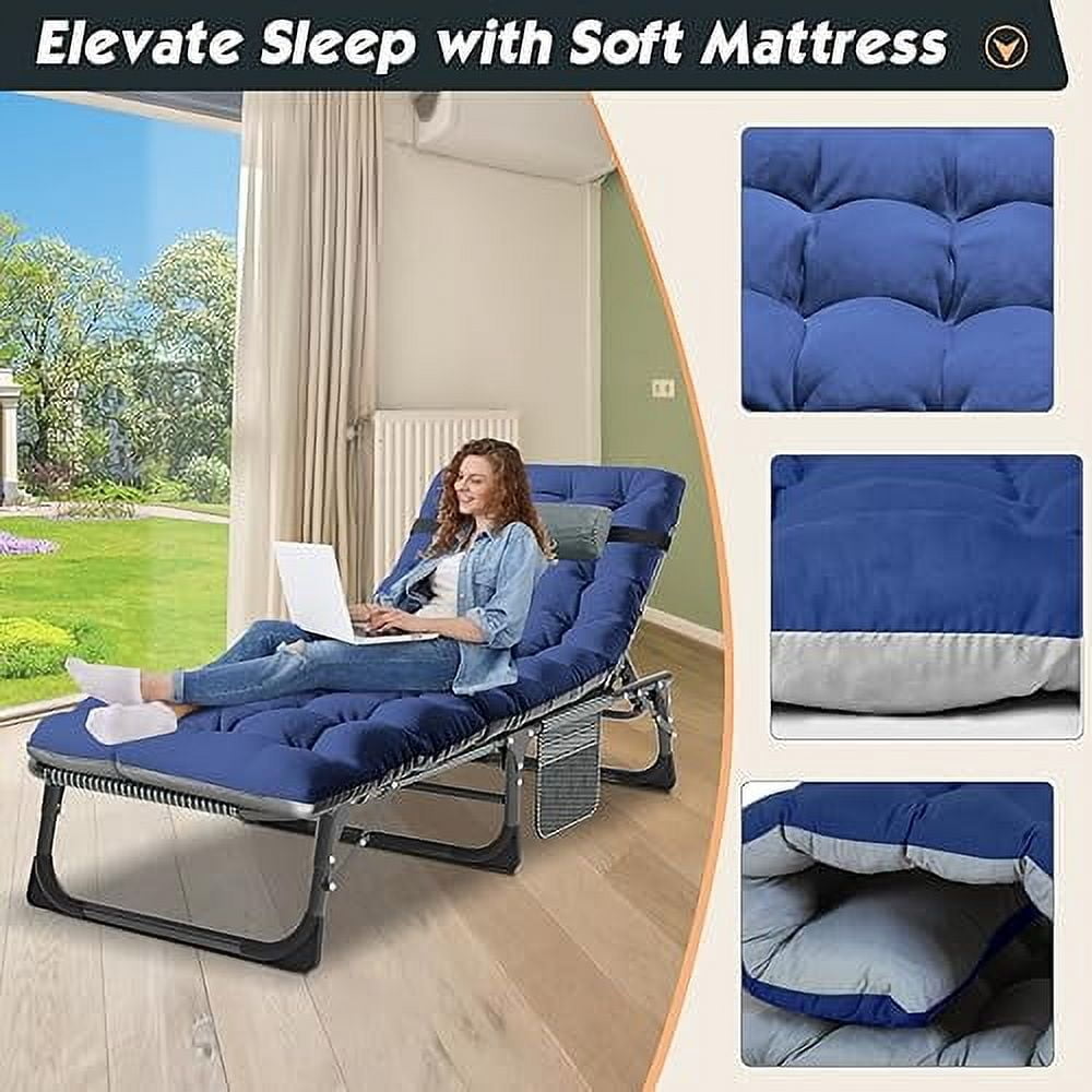 MOPHOTO Folding Chaise Lounge Chair 5-Position, Folding Cot, Heavy Duty ...