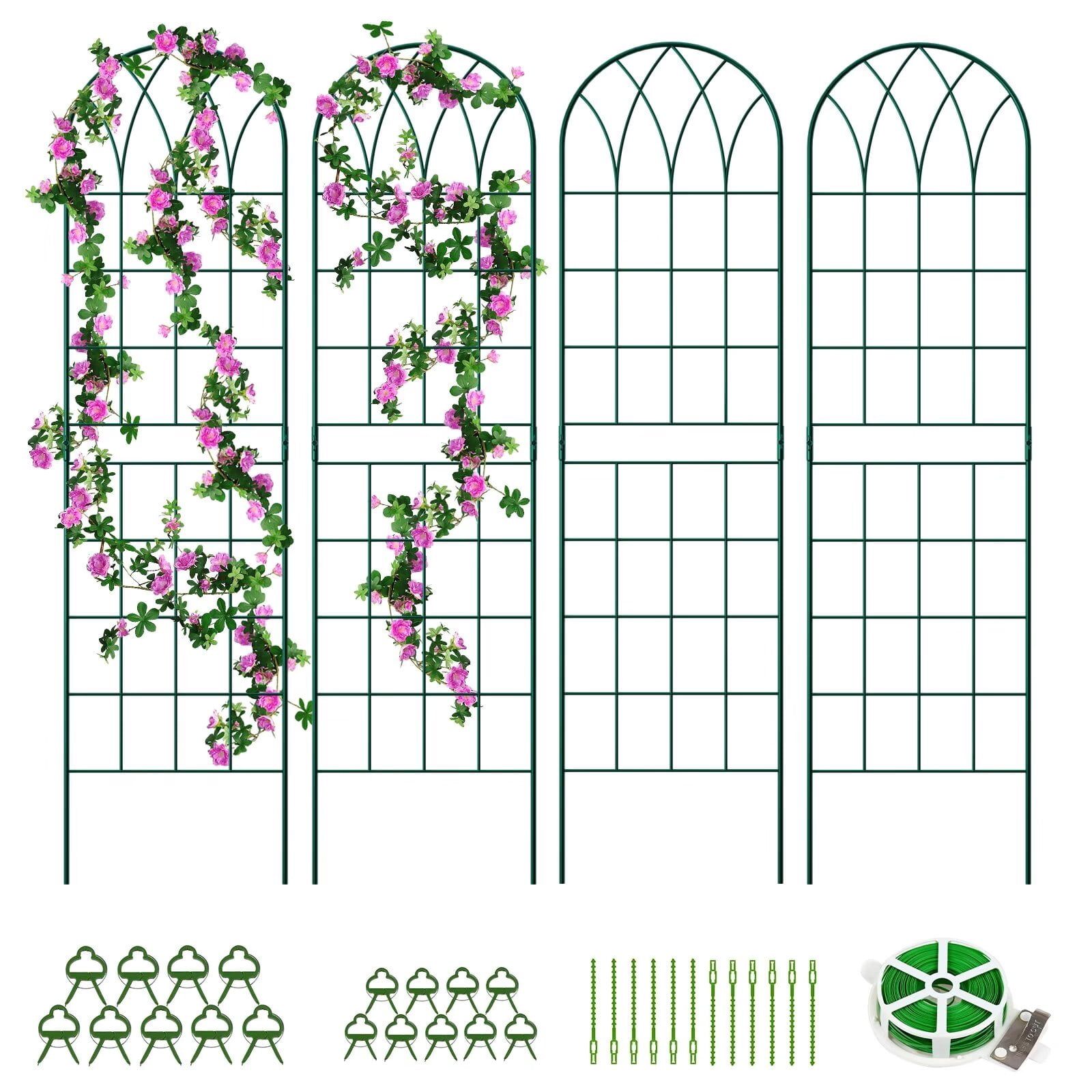 MOPHOTO Garden Trellis for Climbing Plants 60" x 16" Iron Plant Trellis ...