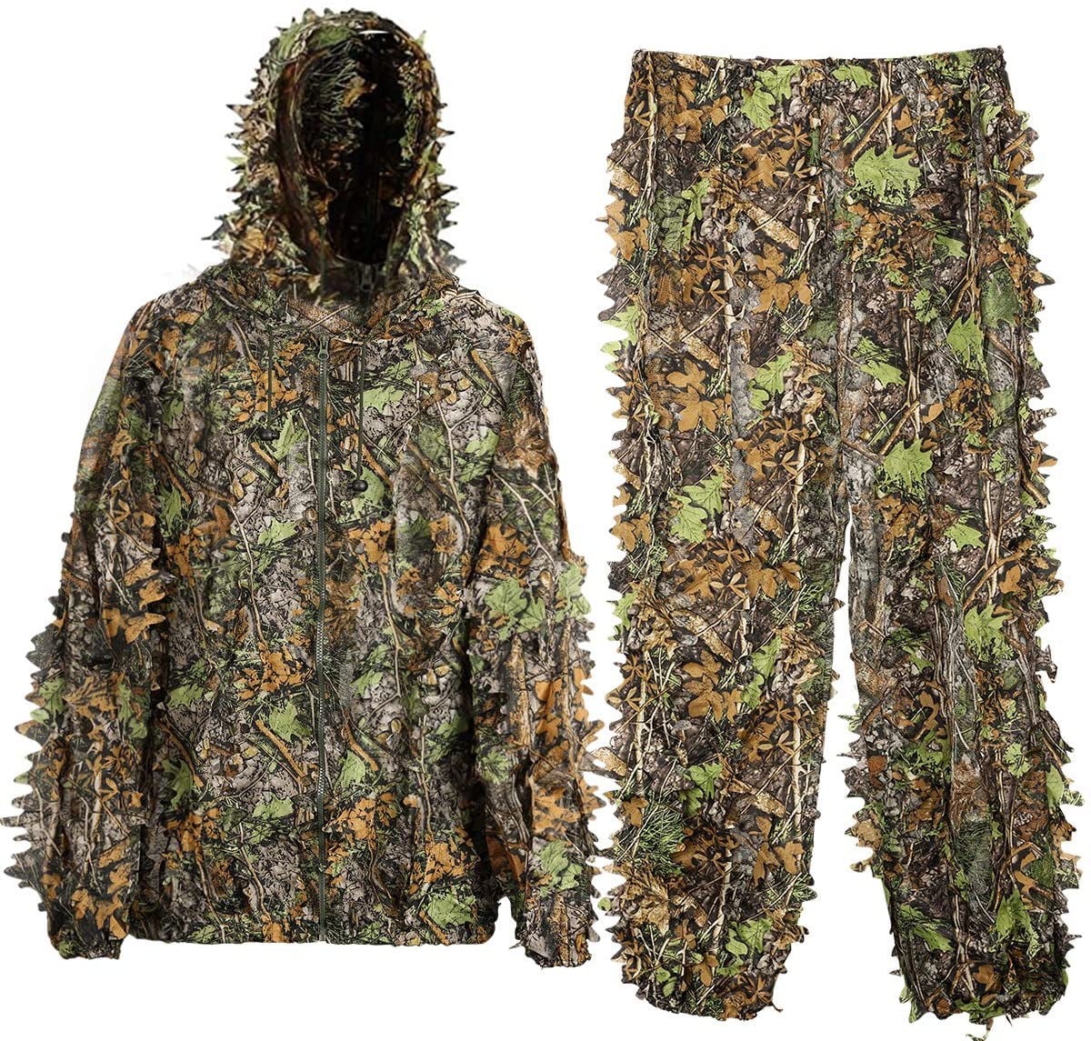 MOPHOTO Ghillie Suit 3D Leafy Camo Hunting Suits, Woodland Gilly Suits ...