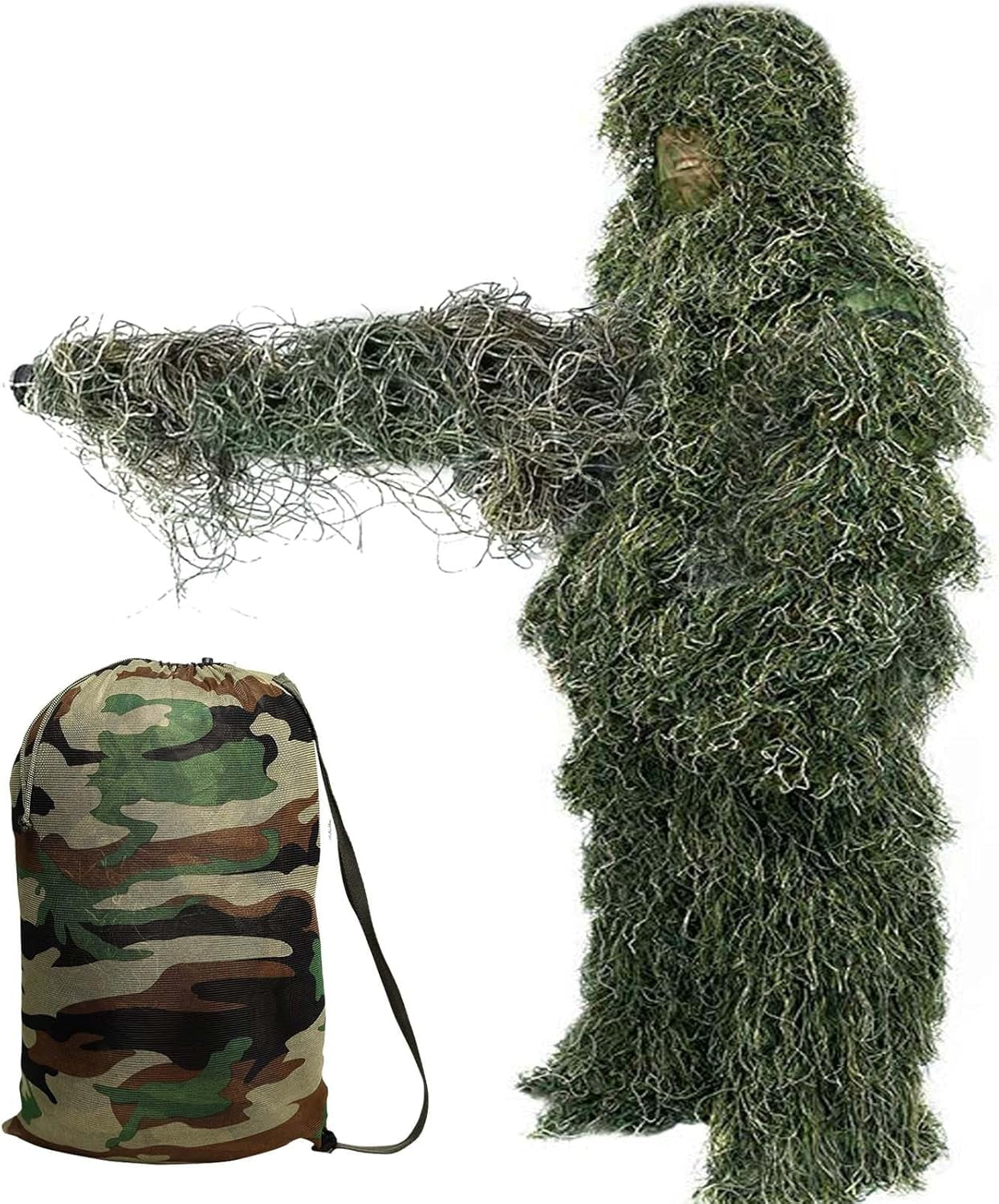 MOPHOTO Ghillie Suit 3D Leafy Camo Hunting Suits, Woodland Gilly Suits Gillies Suits for Men ...
