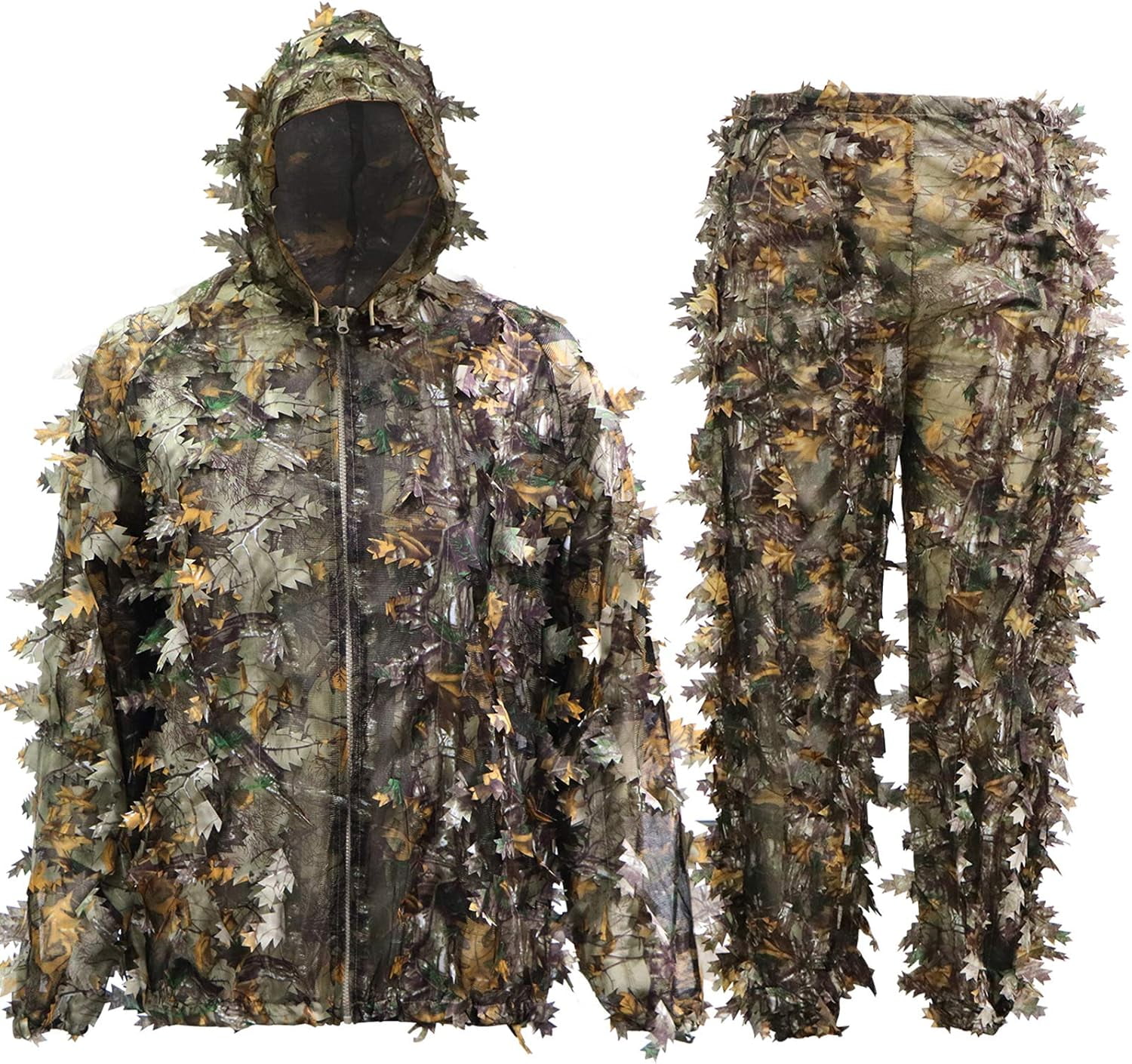 MOPHOTO Ghillie Suit 3D Leafy Camo Hunting Suits, Woodland Gilly Suits ...