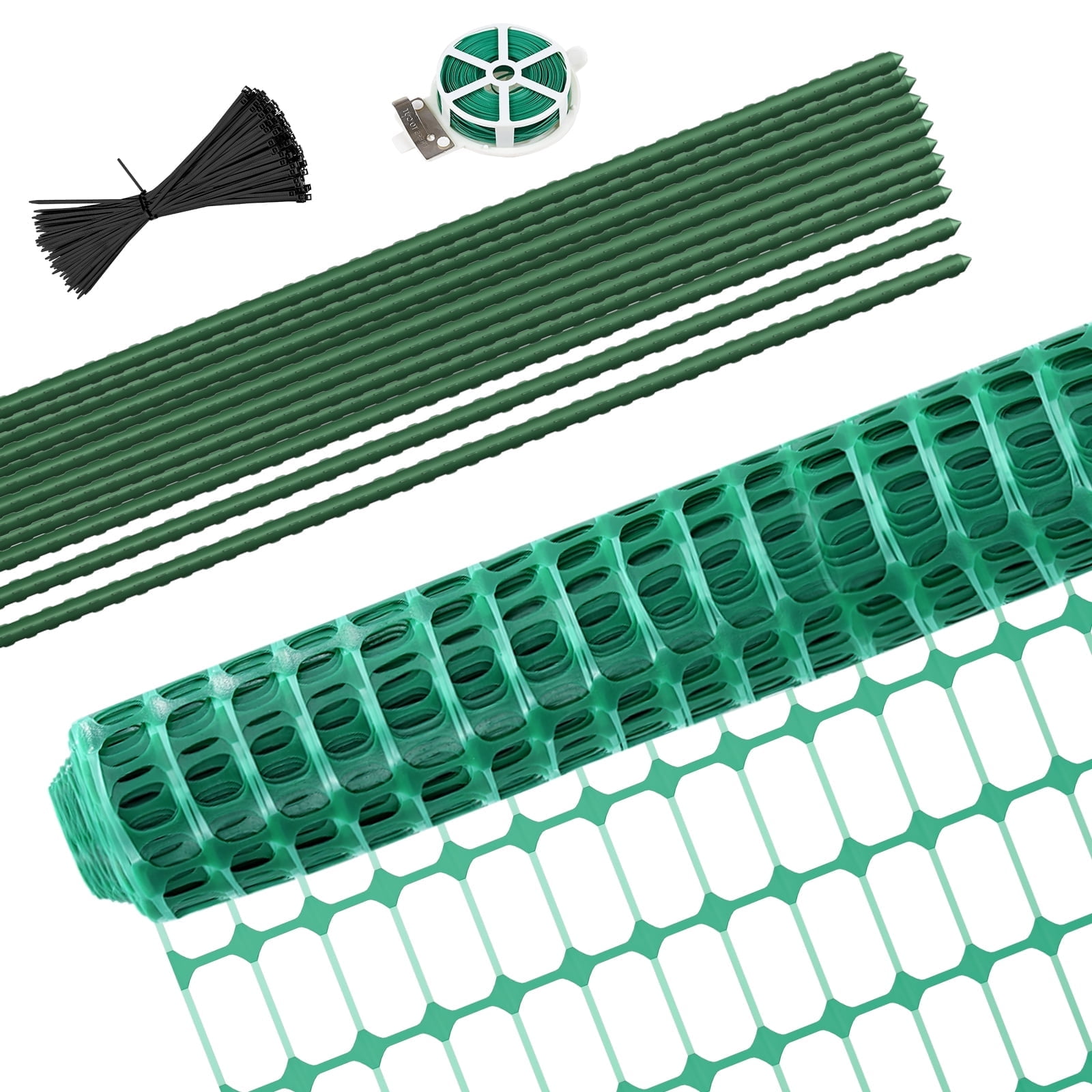 MOPHOTO Green Safety Fence + 30 Steel Plant Stakes, 40 InX 100 Ft Extra ...