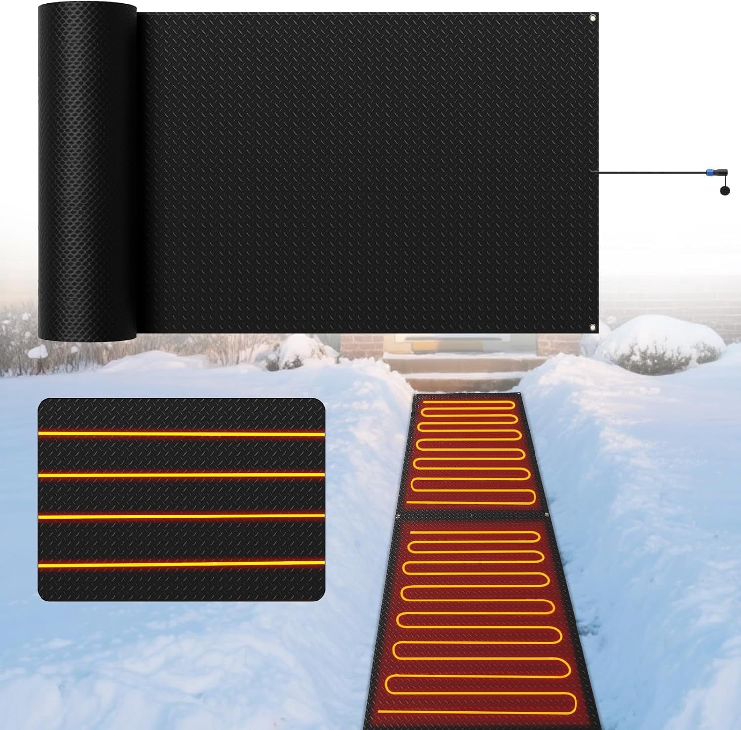 MOPHOTO Heated Snow Melting Mats,40x60in Electric Snow Melting Mats ...