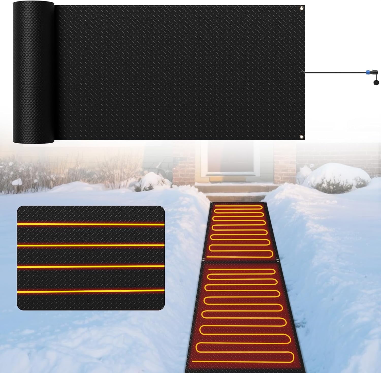 MOPHOTO Heated Snow Melting Mats,30x60in Electric Snow Melting Mats ...