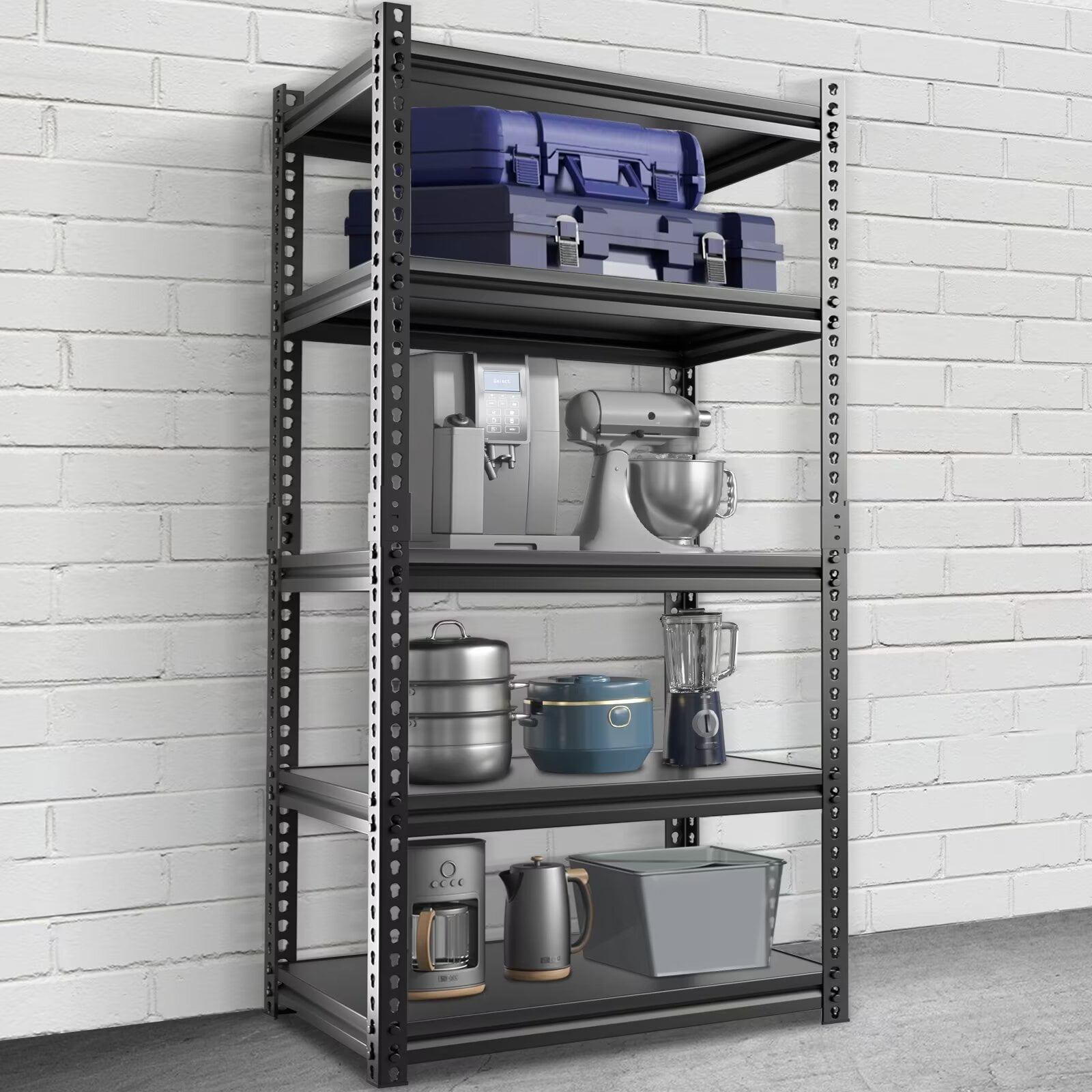 MOPHOTO Heavy Duty Garage Shelving, Adjustable 5-Tier Metal Garage ...