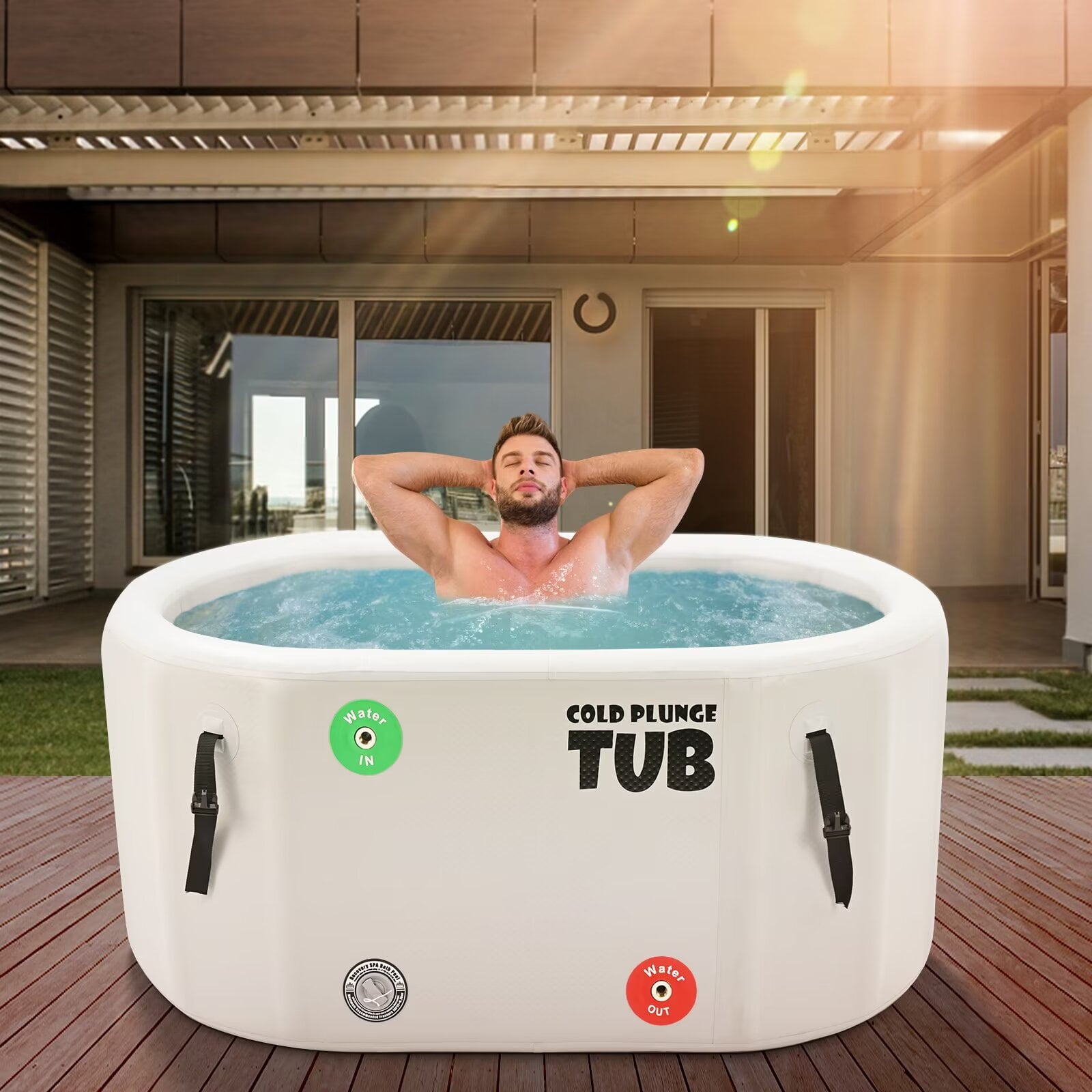 MOPHOTO Ice Bath Tub 185 Gal, Inflatable Rectangle Ice Bath Cold Plunge ...