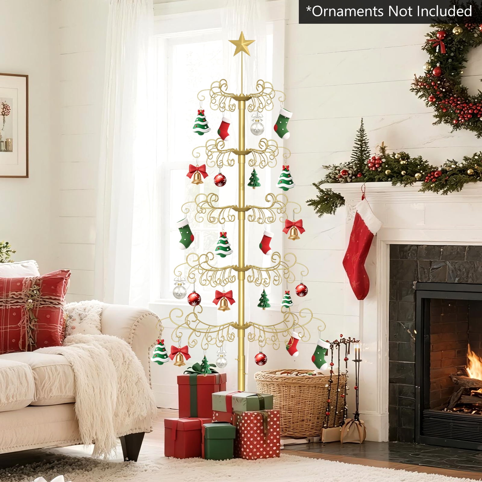 MOPHOTO Iron Ornament Display Tree Metal Christmas Tree Display Stands ...