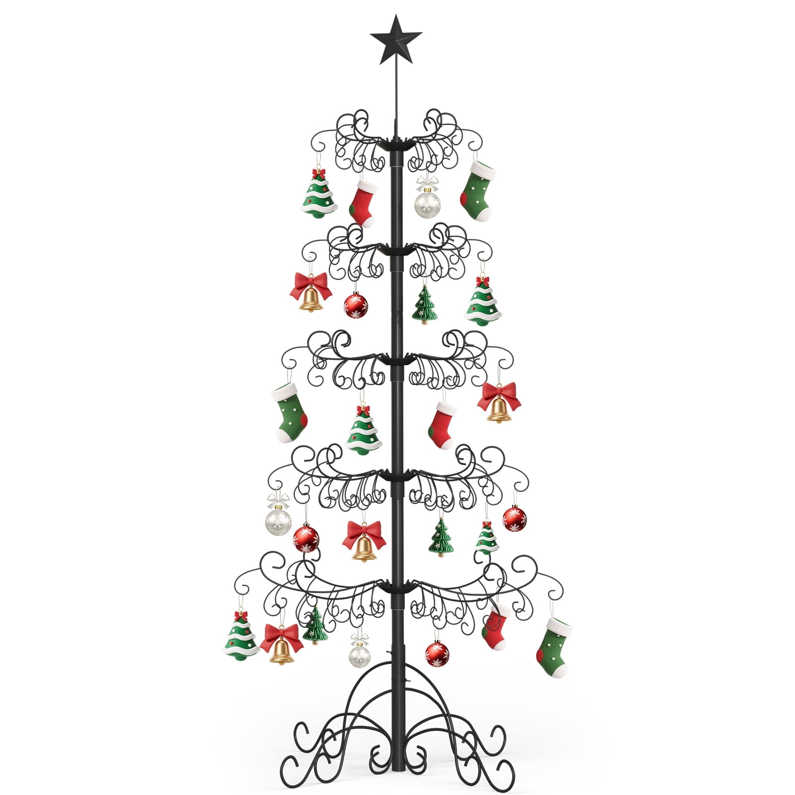 MOPHOTO Metal christmas trees 5-Tire tree ornaments display Iron ...
