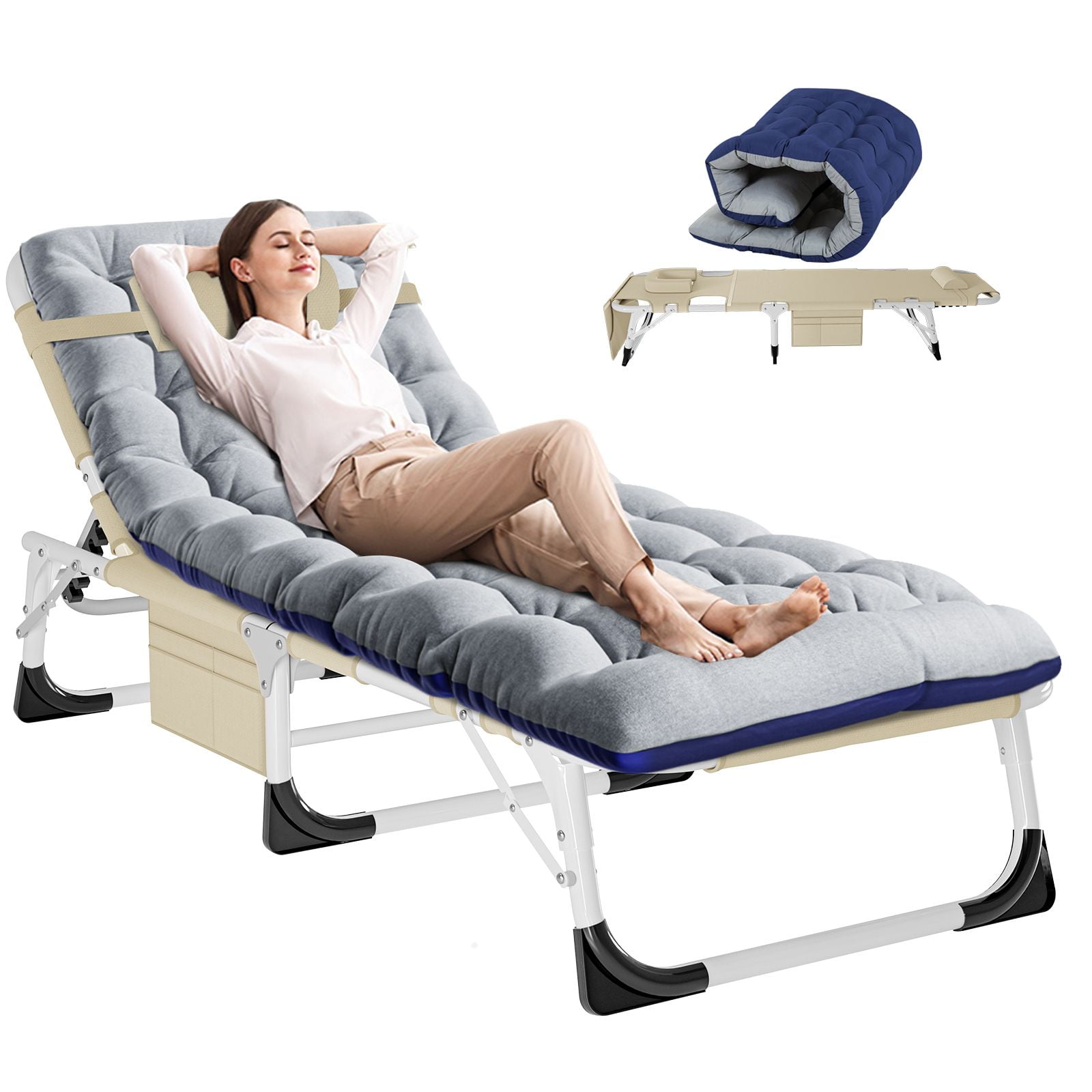 MOPHOTO Lounge Chair with Mattress, Outdoor Chaise Lounge Support 440 ...