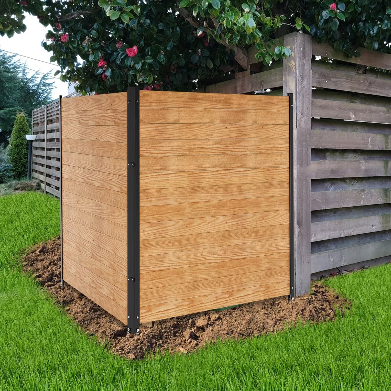 MOPHOTO Outdoor Wood Fence Panels Fence Privacy Screen, Air Conditioner ...