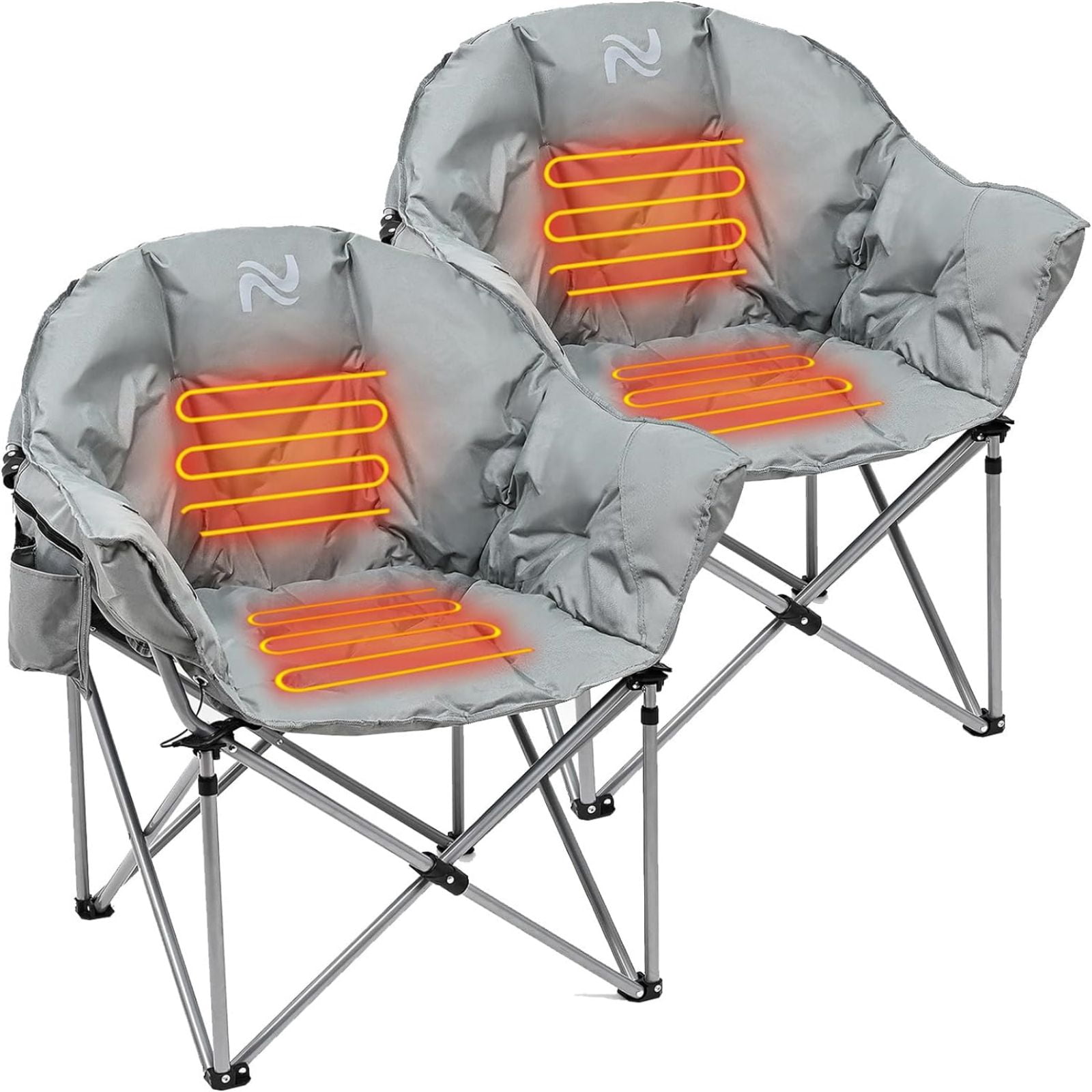 MOPHOTO Heated Camping Chair, Padded Camp Chair Round Moon Saucer ...