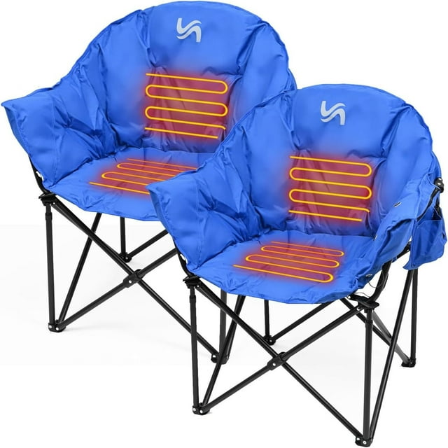 MOPHOTO Oversized Heated Camping Chair, Patio Lounge Chairs with 3 Heat ...