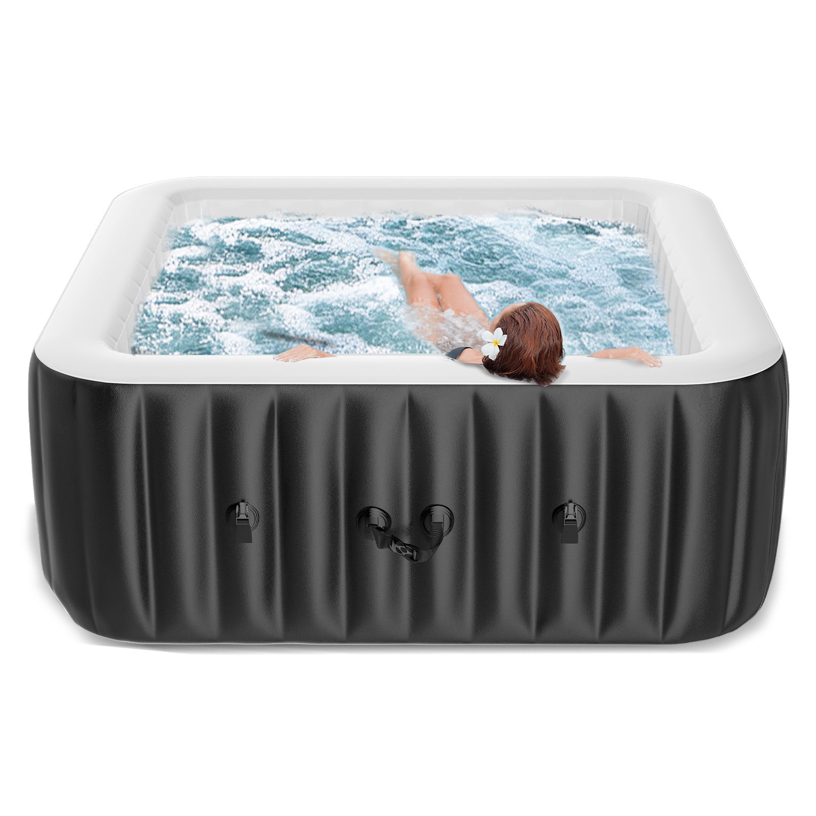 MOPHOTO 4-6 Person Inflatable Hot Tub, 73” X 73”X 25” Large Square Blow ...